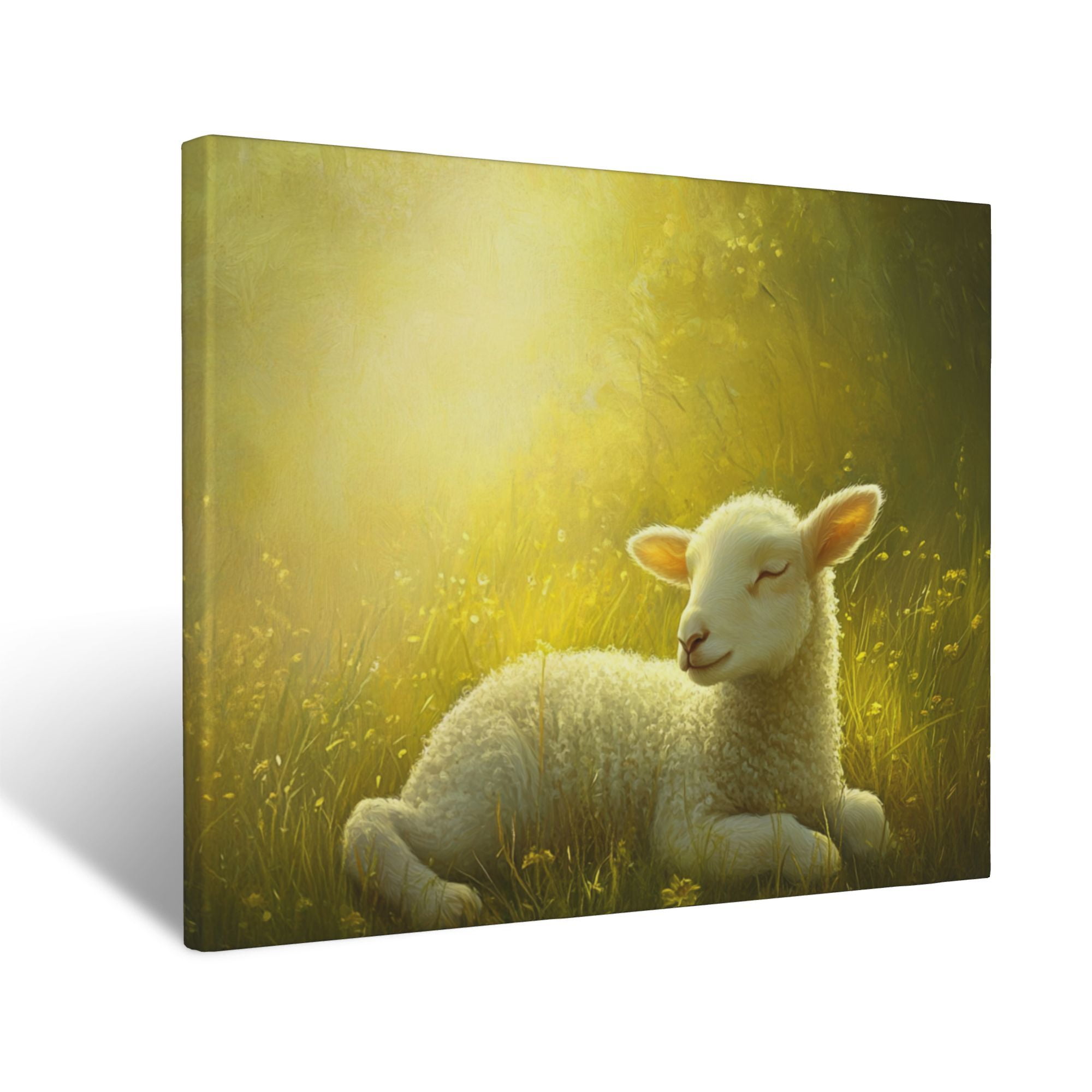 CozyNet Lamb Resting In A Radiant Meadow Serene Image Of Peace, Purity ...