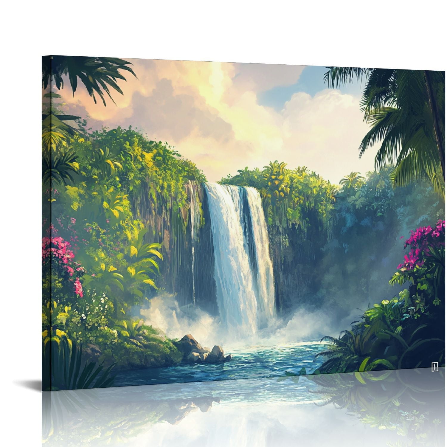 CozyNet Majestic Waterfall Surrounded By Dense Tropical Jungle Under A ...