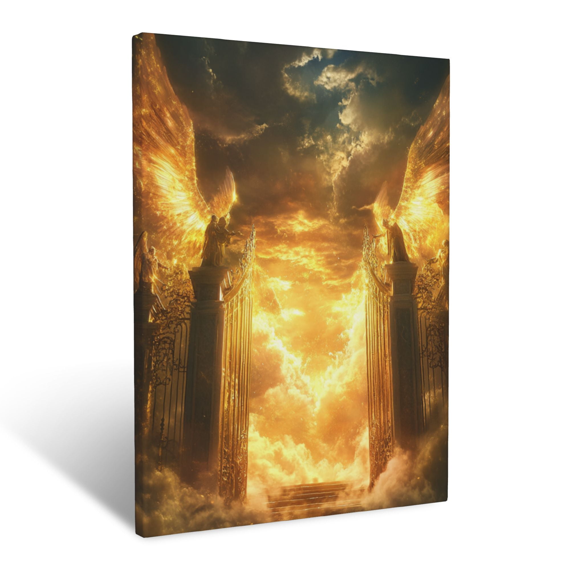 CozyNet Open Gates Of Heaven Glowing With Golden Light, Angels Standing ...