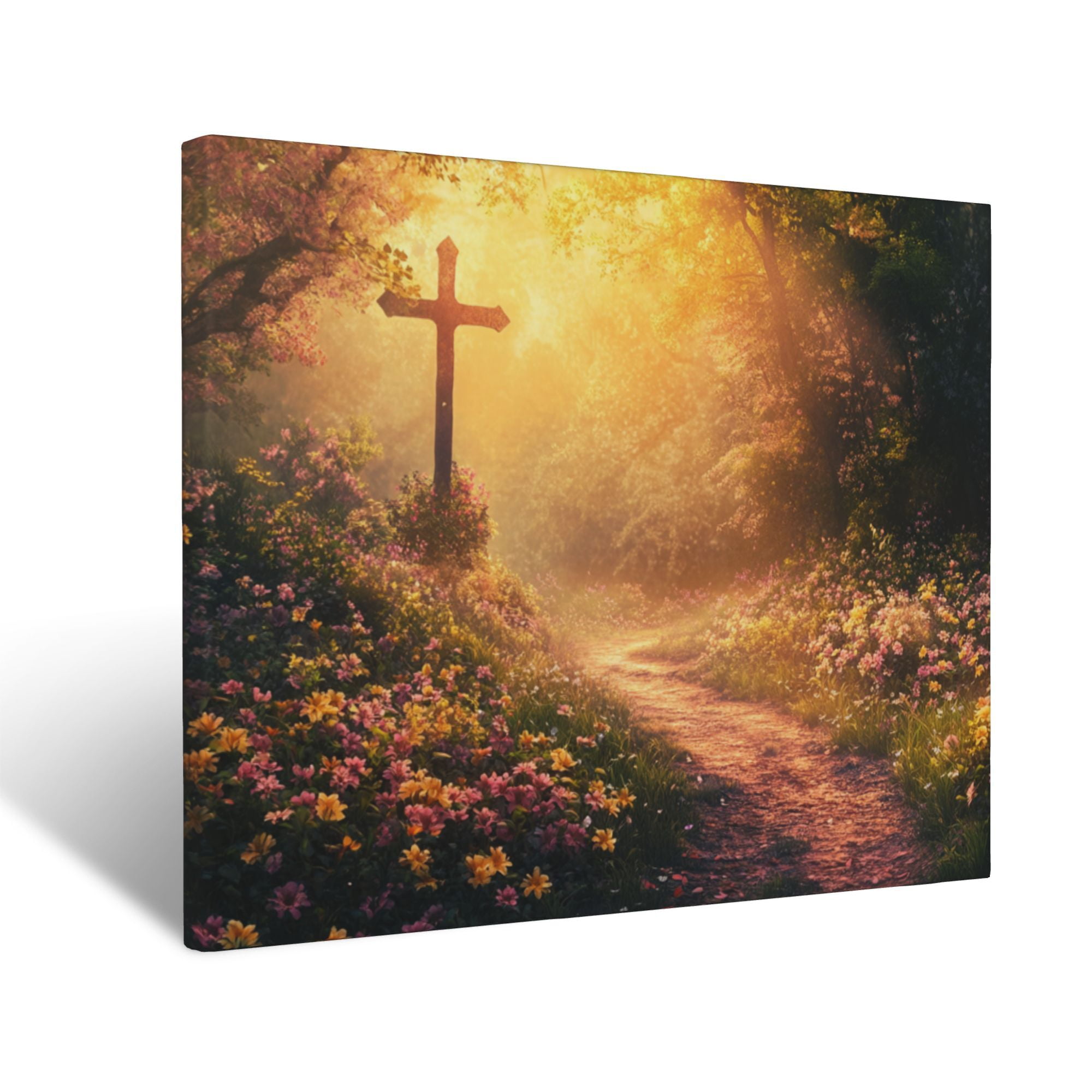 CozyNet Path To The Cross Narrow Road Winding Through Flowers, Glowing ...