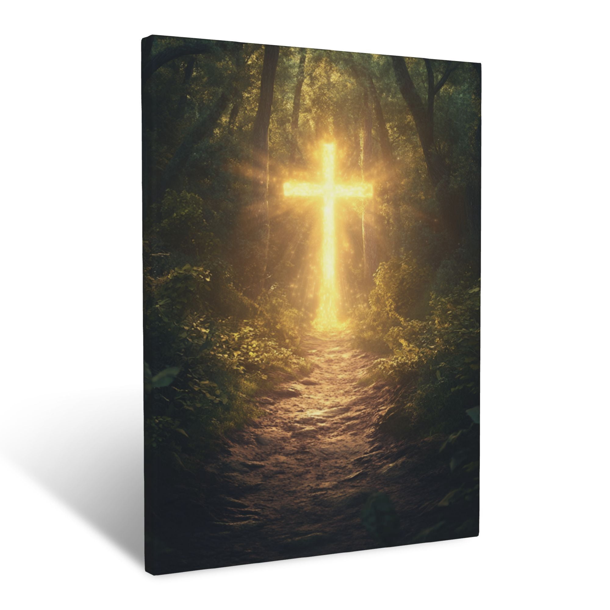 CozyNet Path Of Light Through A Forest Leading To A Glowing Cross ...