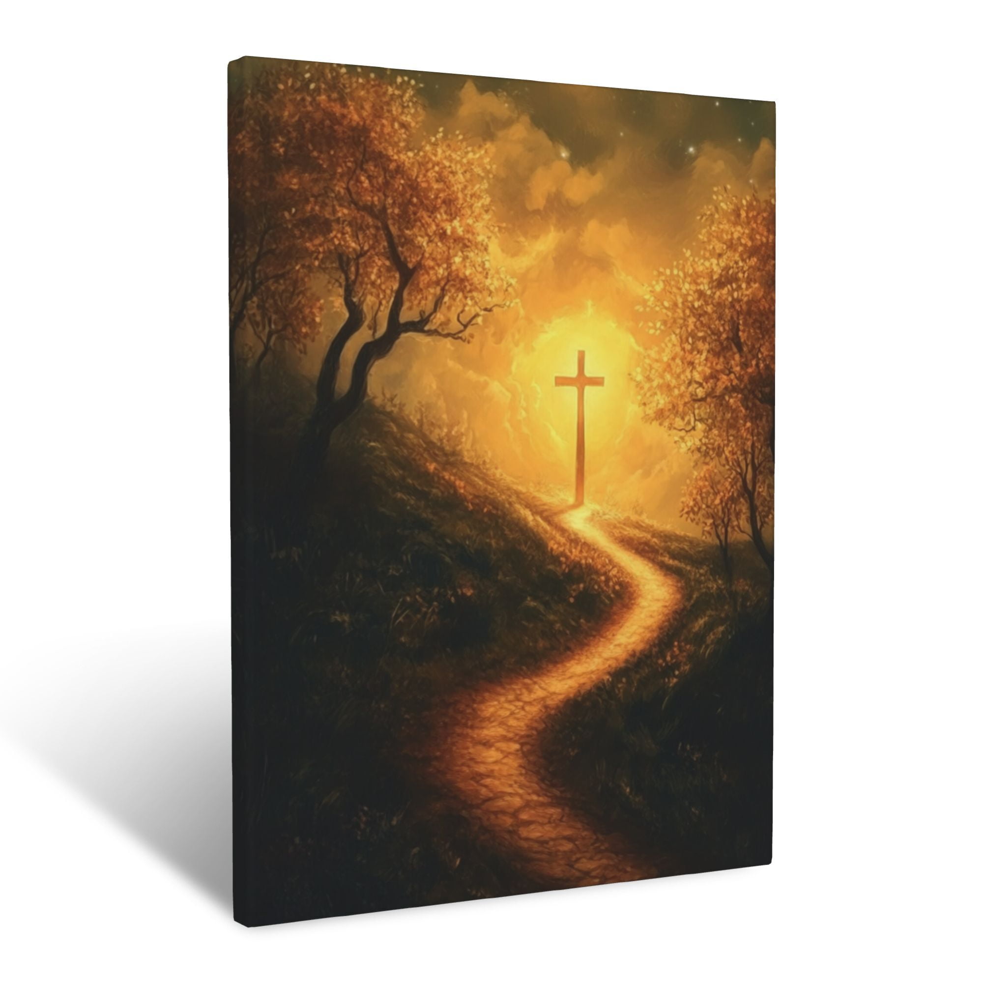 CozyNet Path Winding Through Glowing Trees Toward A Radiant Cross On A ...