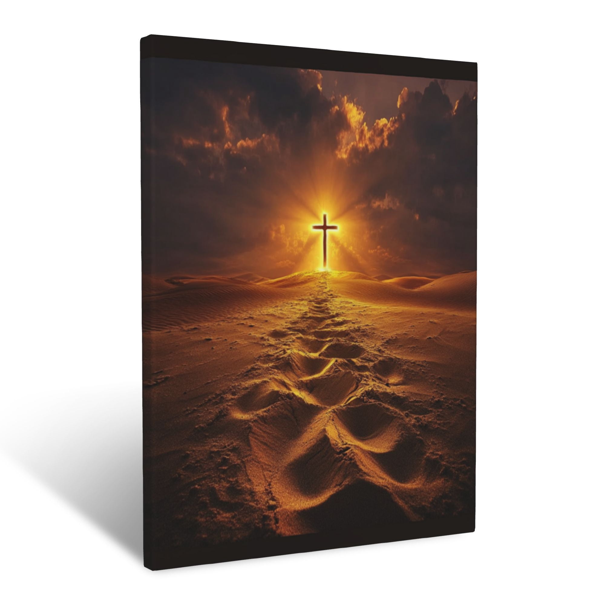 CozyNet Pathway To Glowing Cross In Desert Illuminated By Warm Divine ...