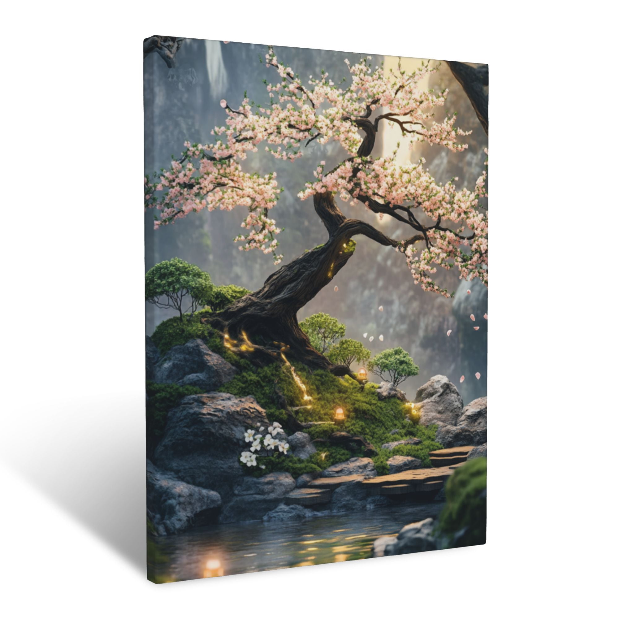 CozyNet Peaceful Zen Garden Scene With Bonsai Trees, Flowing Vines ...