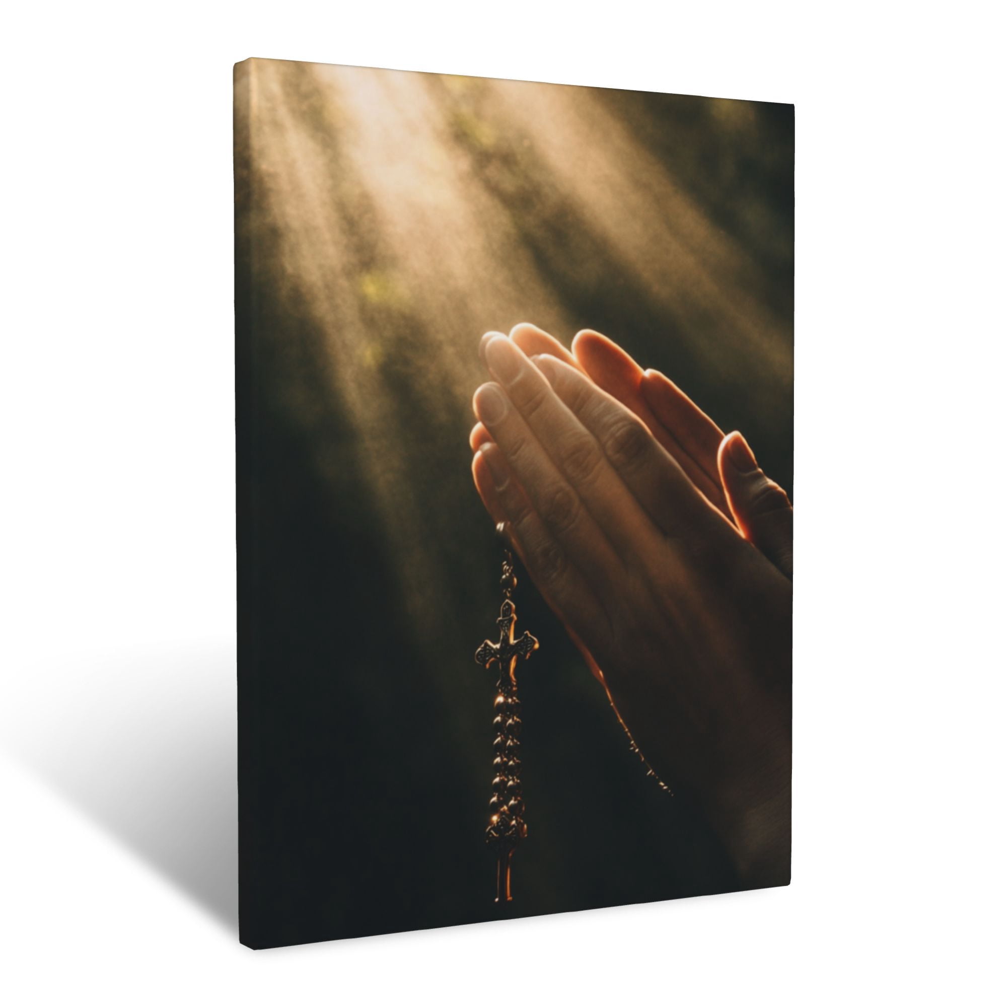 CozyNet Praying Hands With A Rosary Under Soft Beams Of Divine Light ...