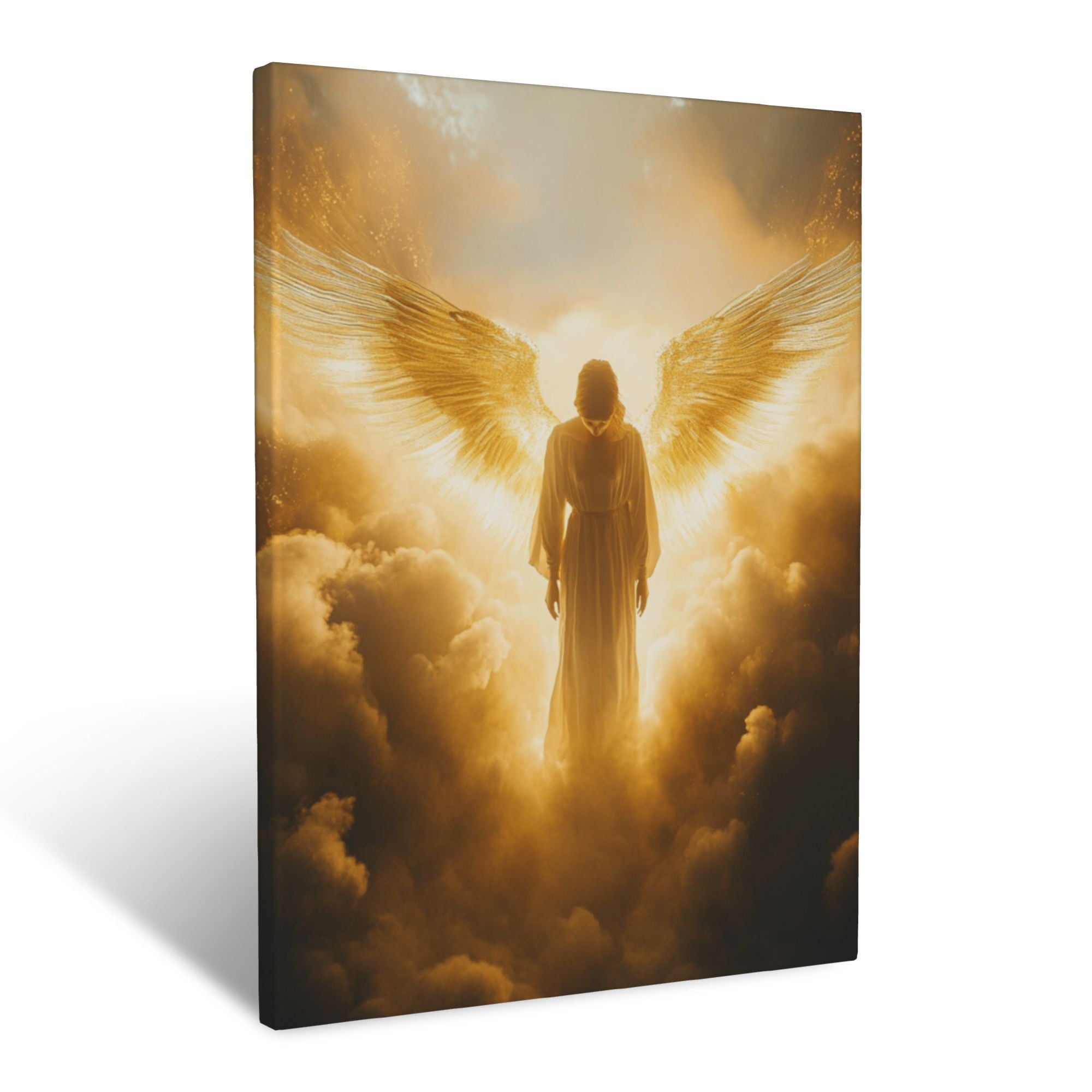 CozyNet Radiant Angel Standing Guard With Glowing Wings In Golden ...
