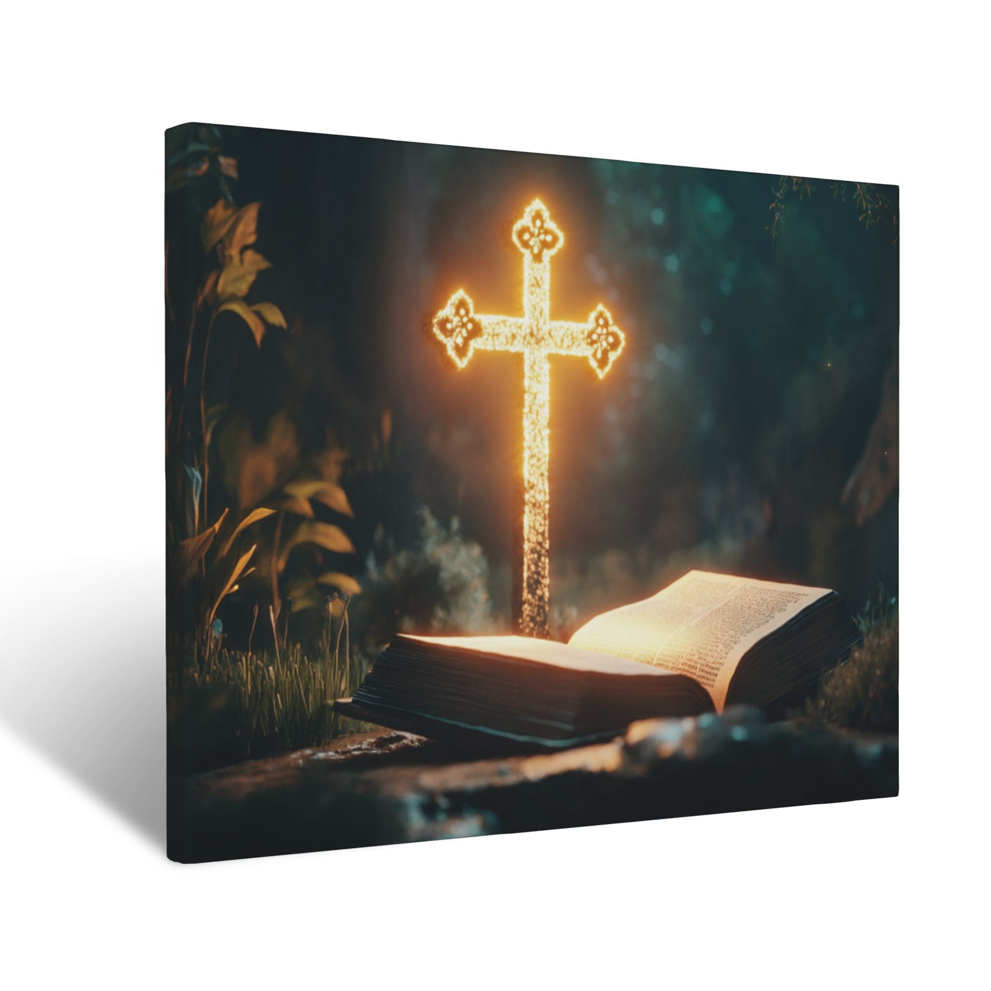 CozyNet Radiant Cross Casting Light Onto A Glowing Open Bible In A ...
