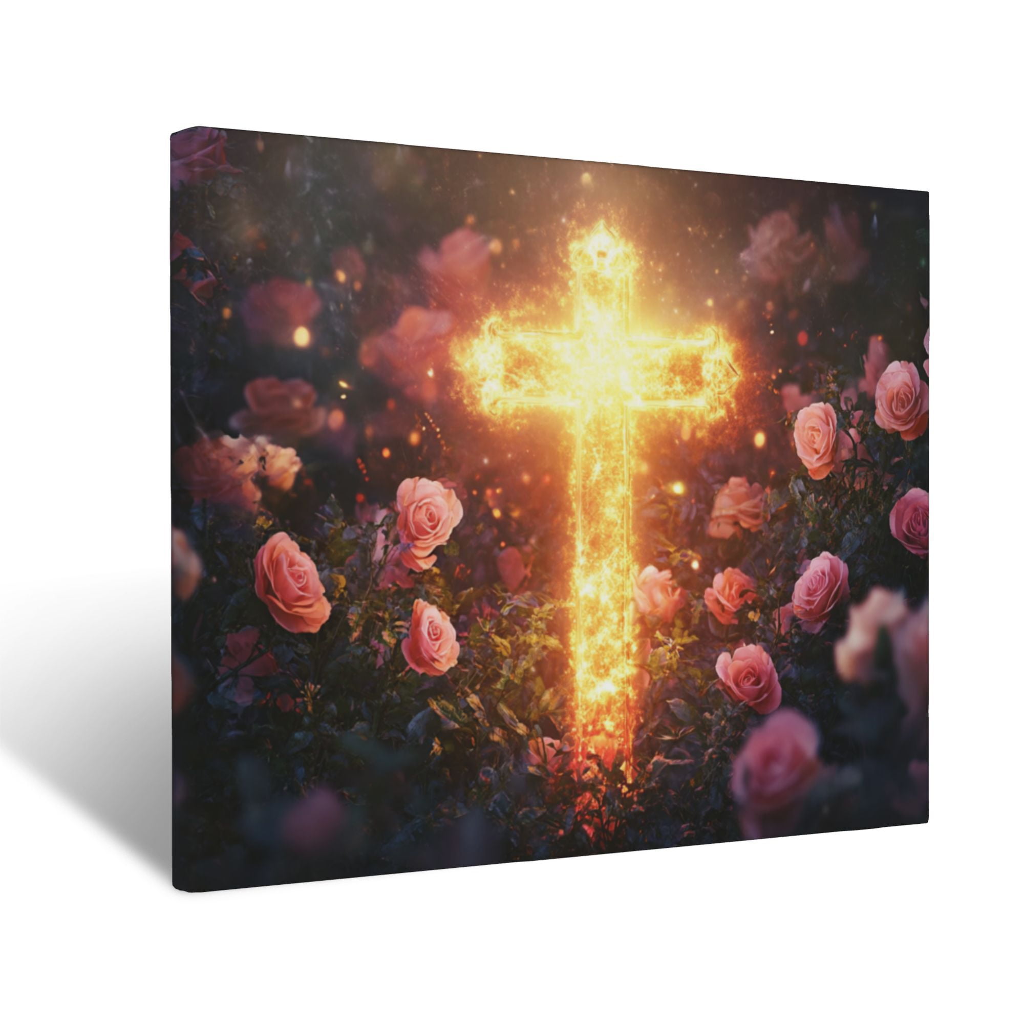 CozyNet Radiant Cross Glowing With Vibrant Roses Surrounding It ...