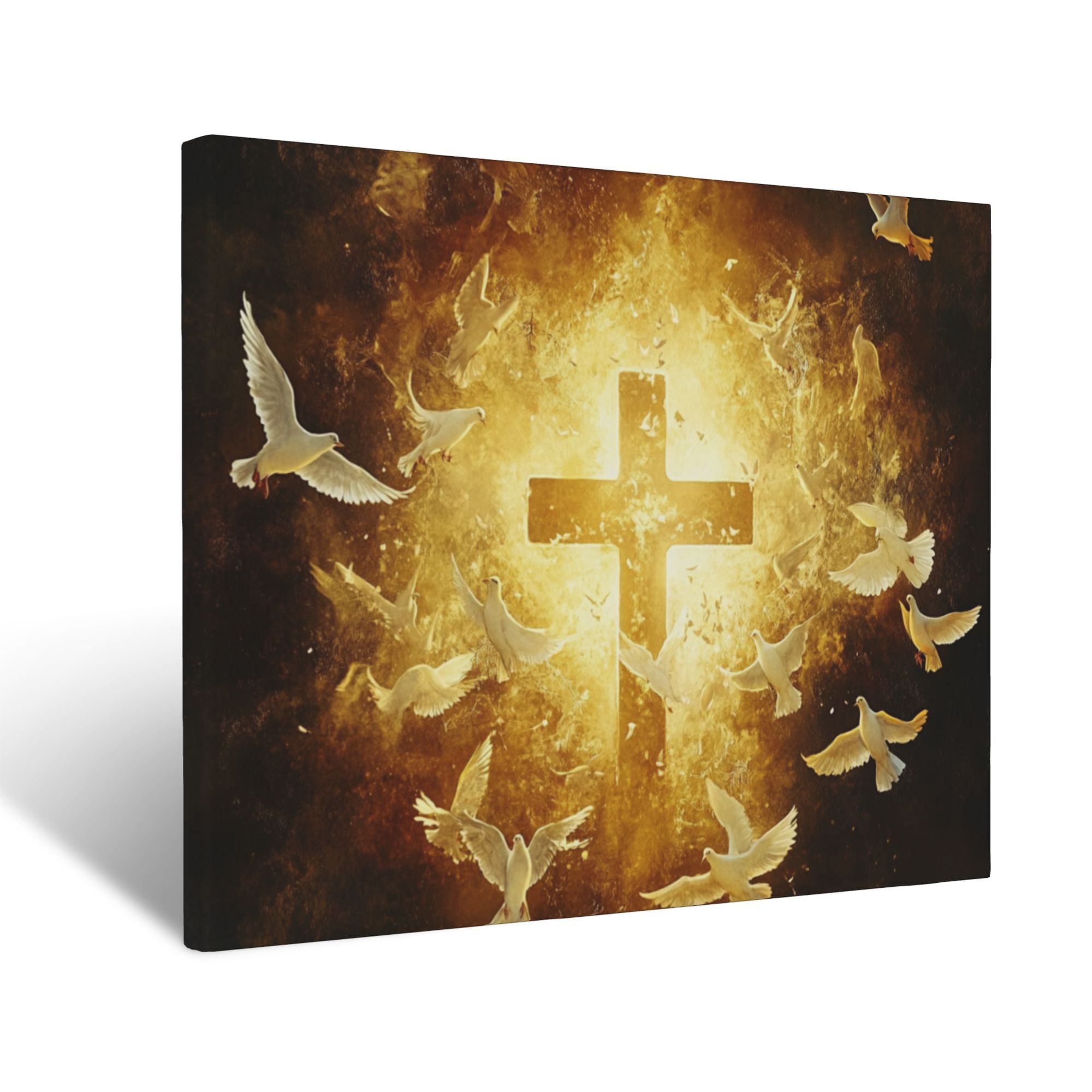 CozyNet Radiant Cross Surrounded By Glowing Doves Powerful Symbol Of ...