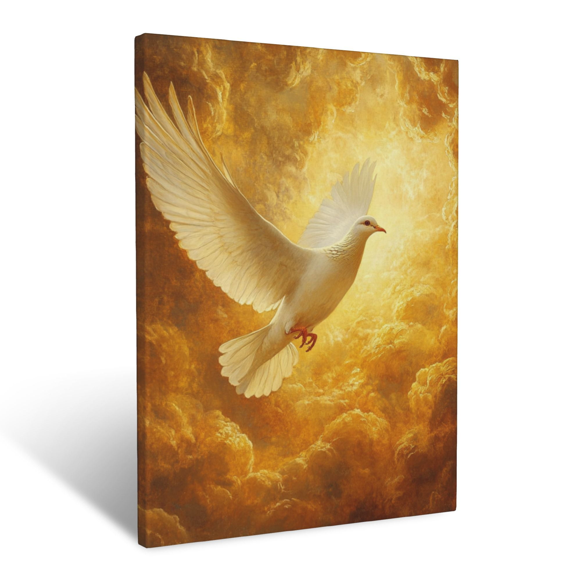 CozyNet Radiant Dove Flying Through Golden Clouds With Outstretched ...