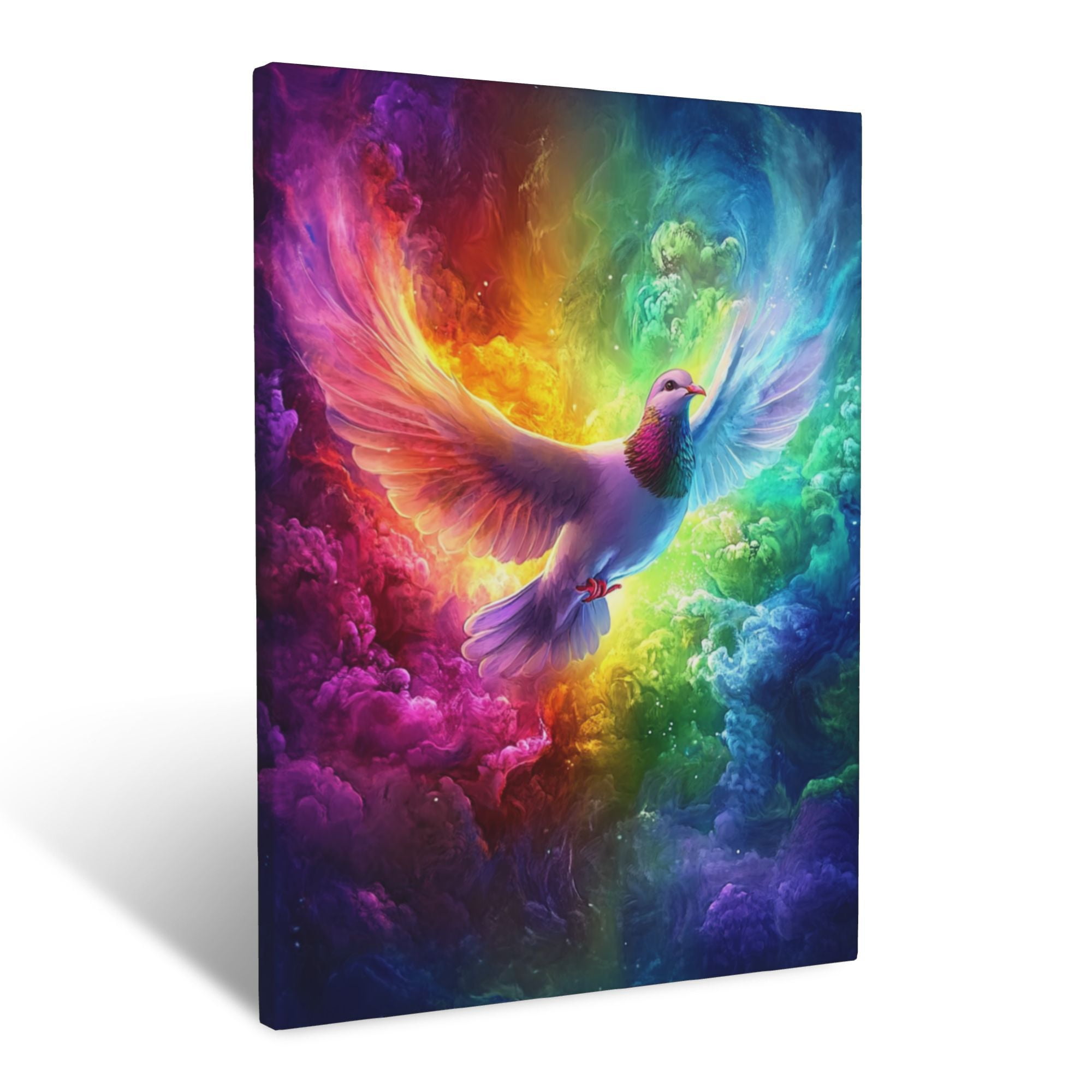 CozyNet Radiant Dove Soaring Under Glowing Rainbow Vibrant Symbol Of ...