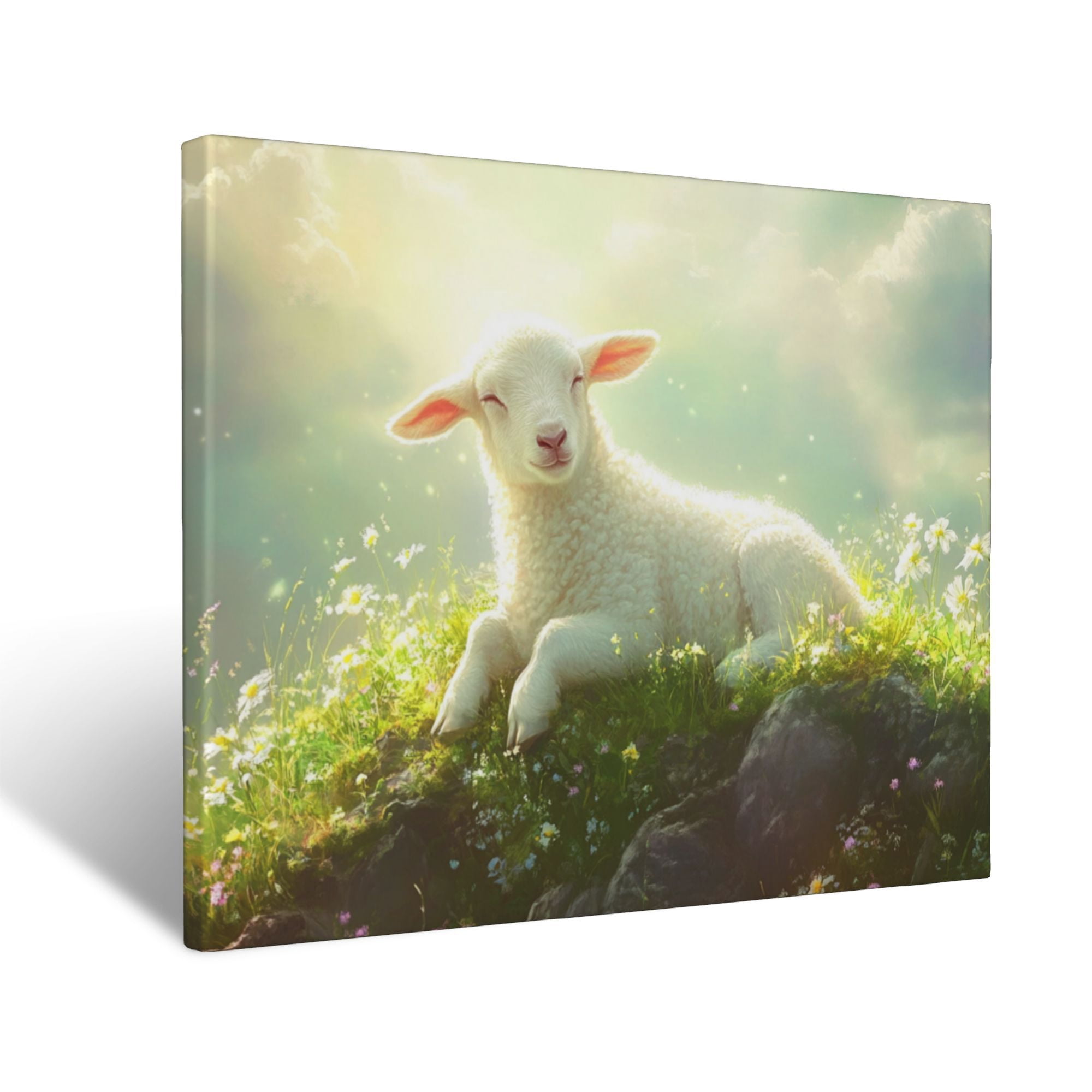CozyNet Radiant Lamb Glowing On A Hill With Flowers Peaceful Image Of ...