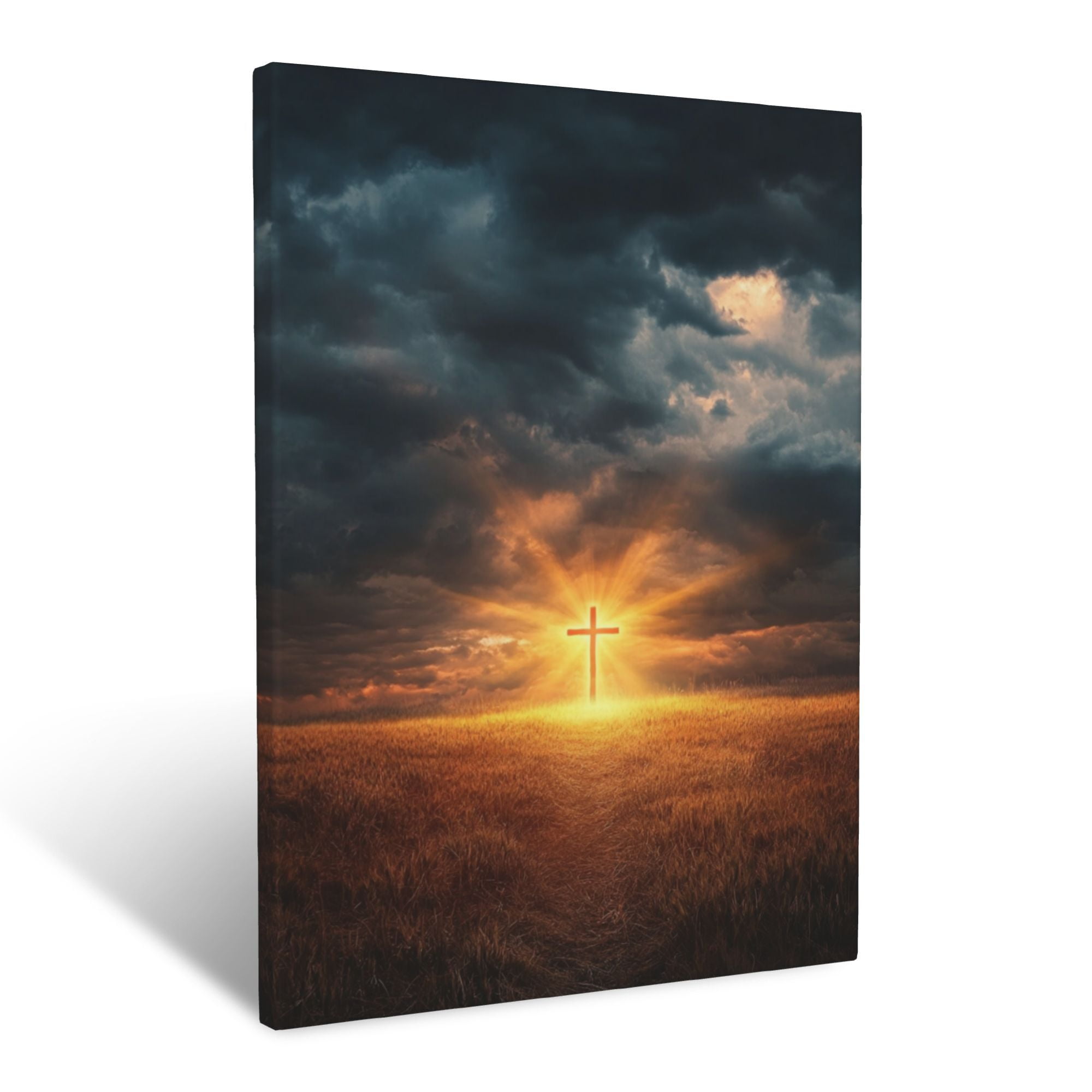 CozyNet Radiant Light Breaking Through Dark Clouds Onto A Glowing Cross ...