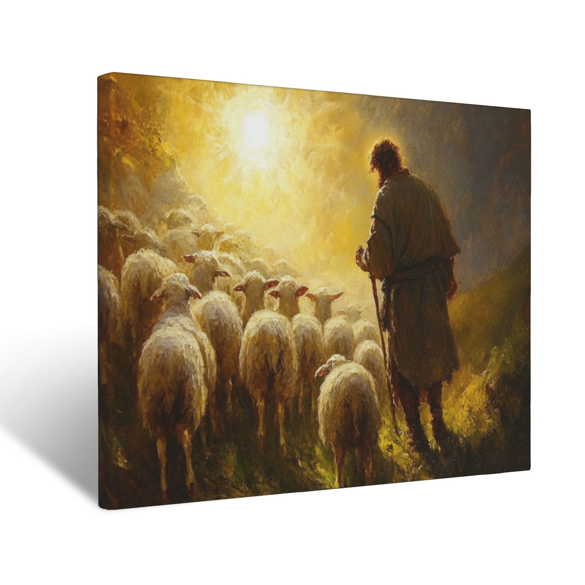 CozyNet Radiant Shepherd Glowing Among Sheep Tender Moment Of Divine ...