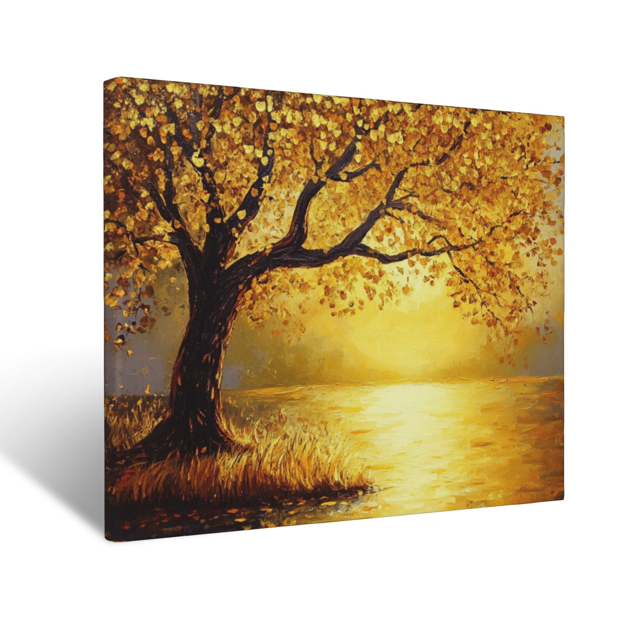 CozyNet Radiant Tree Glowing Softly In Golden Twilight Beside Still ...