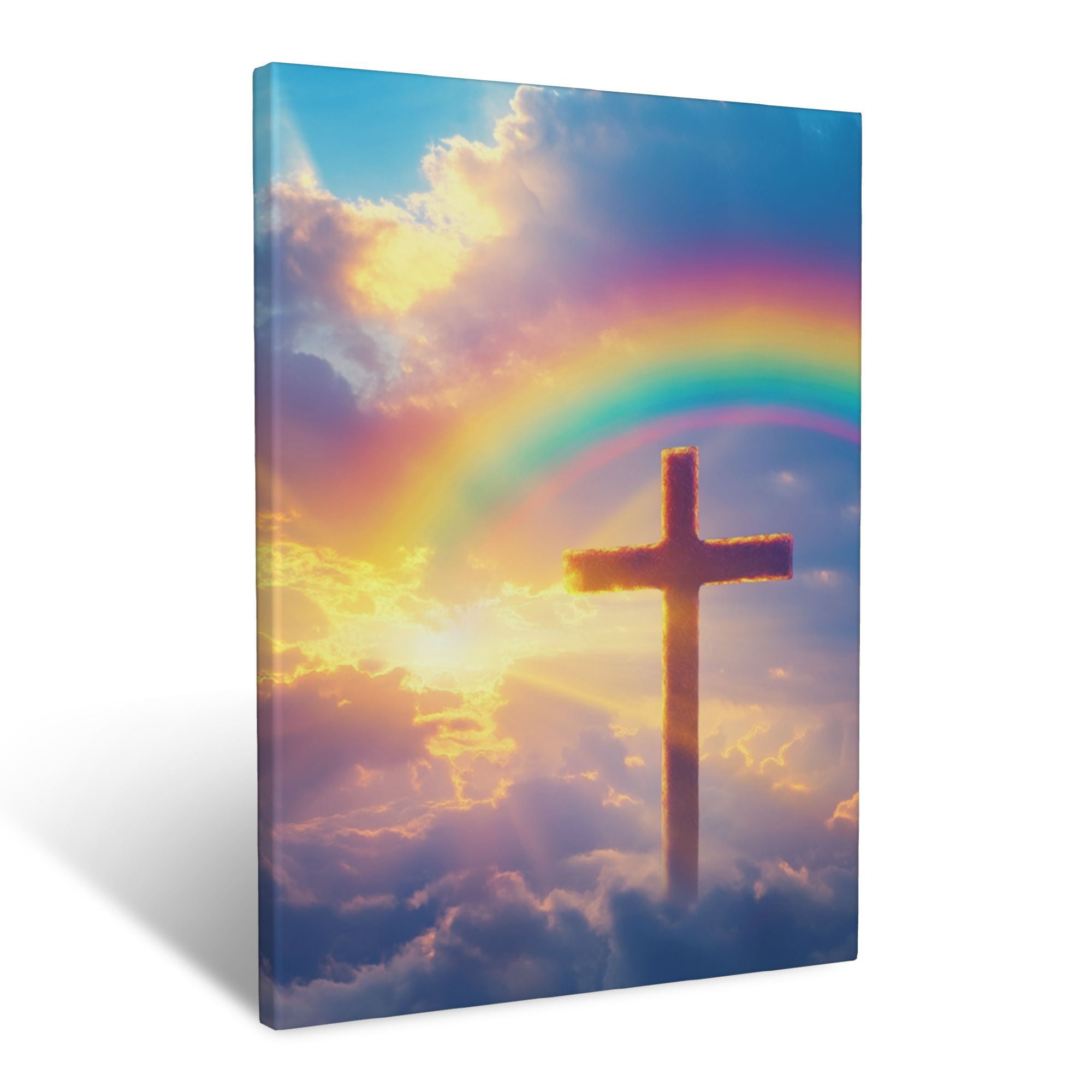 CozyNet Rainbow Over A Cross Symbolizing God Covenant, Glowing Amidst ...