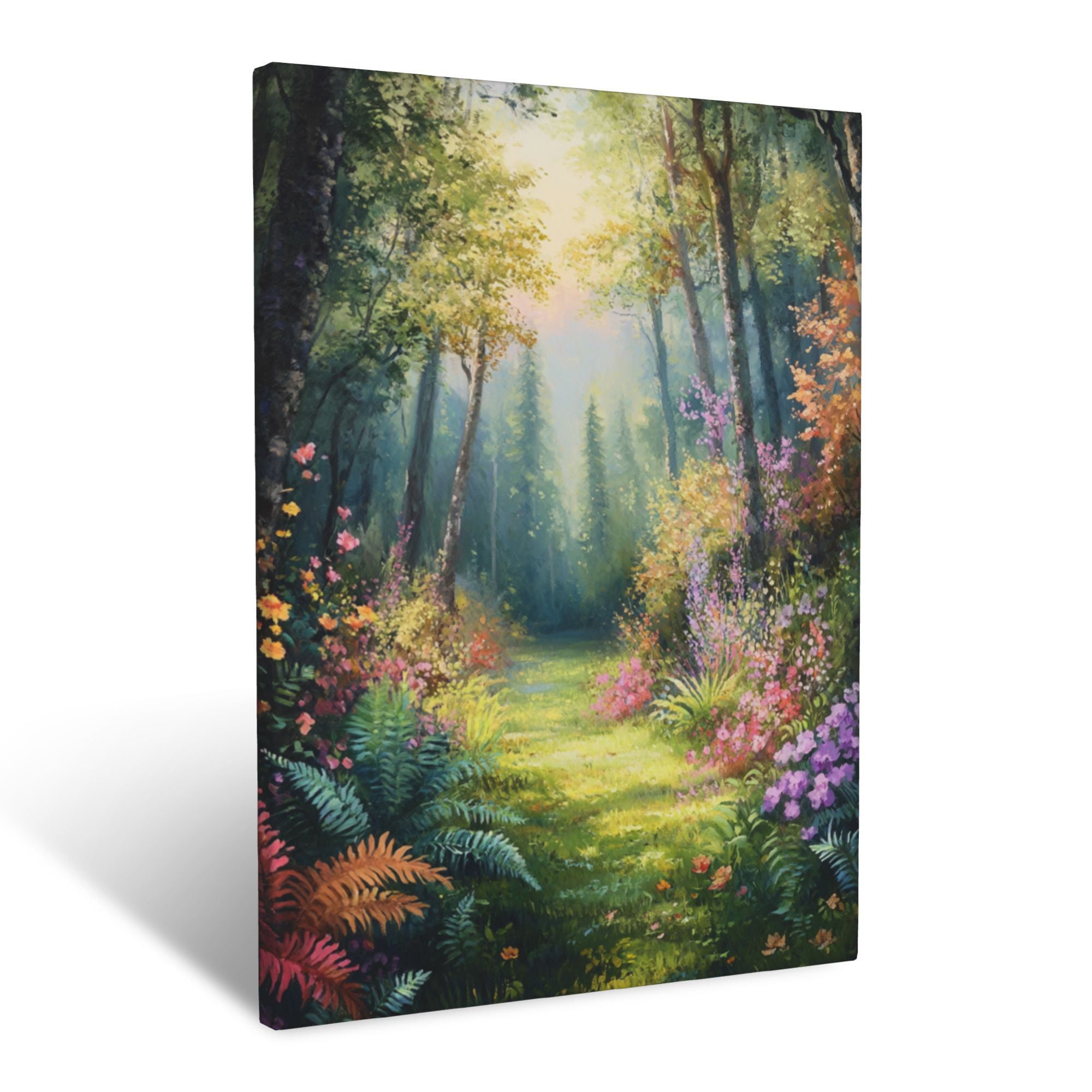 CozyNet Romantic Forest Glade With Colorful Ferns, Flowering Trees & Softly Dappled Light Wall ...
