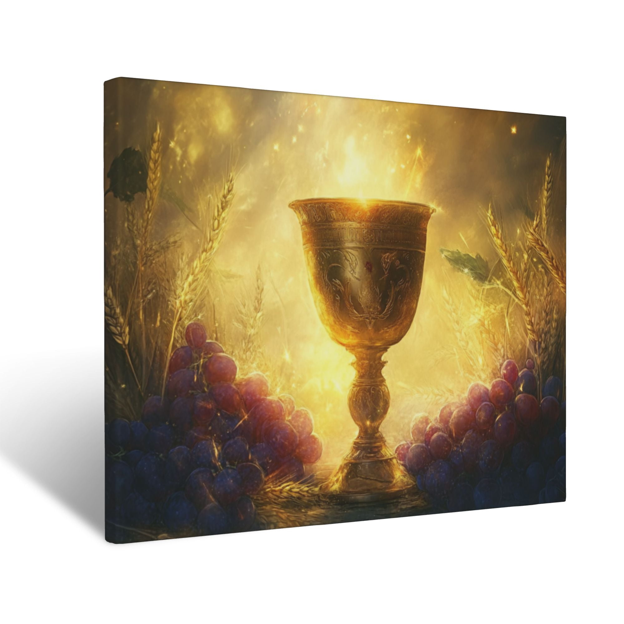 CozyNet Serene Glowing Chalice Surrounded By Wheat And Grapes Glowing ...