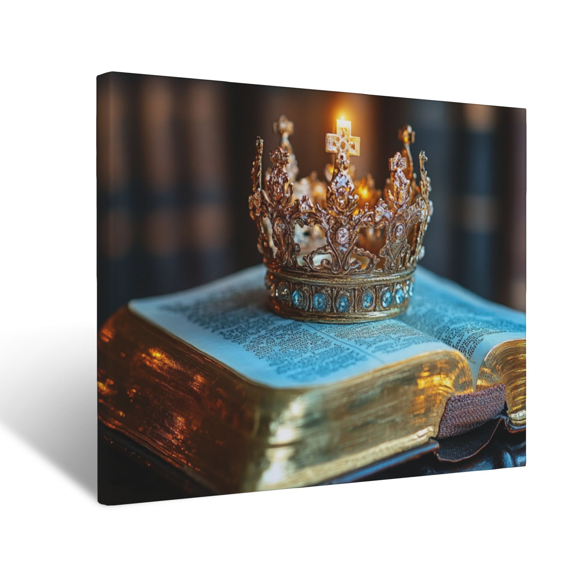 CozyNet Serene Glowing Crown Resting On A Bible, Symbolizing Triumph ...