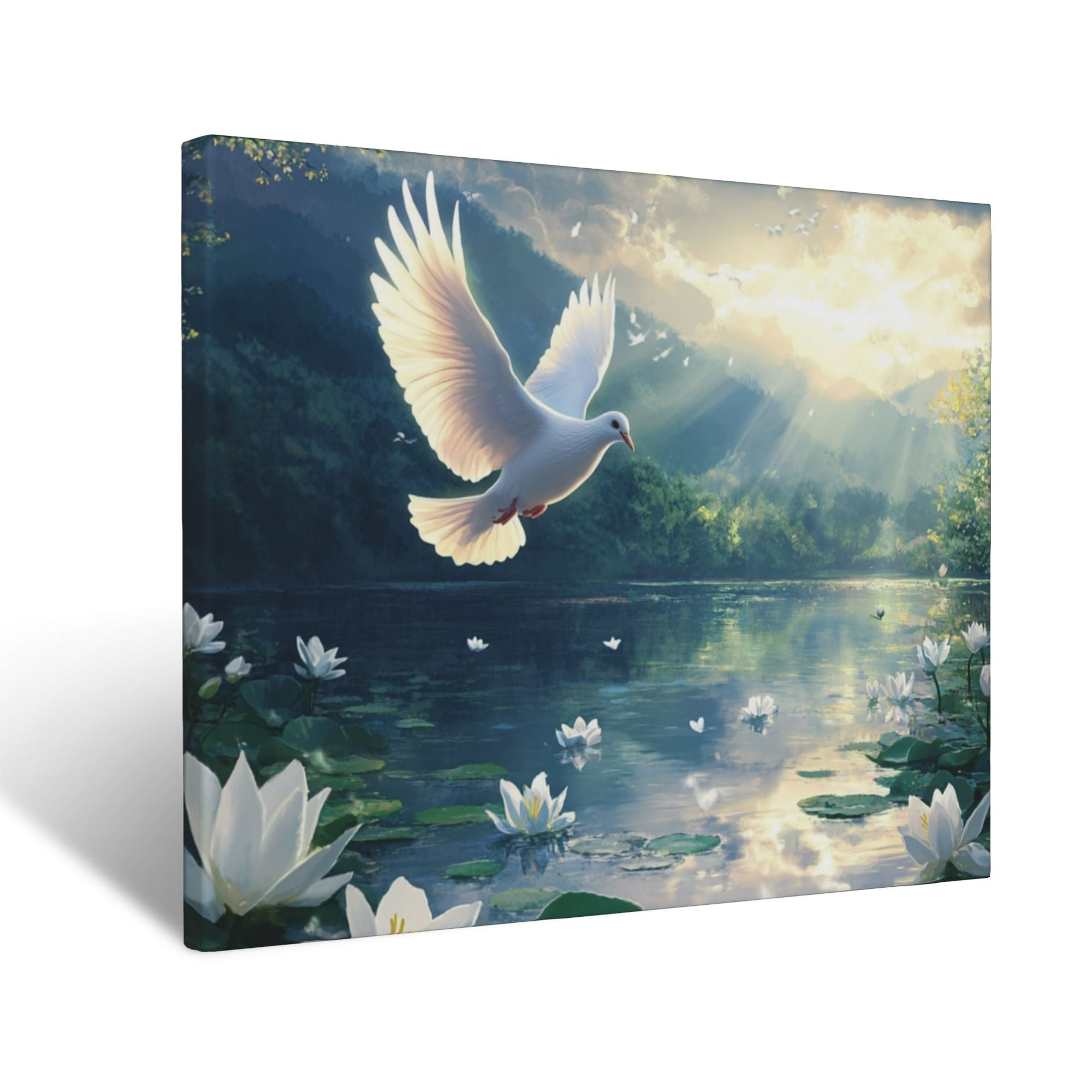 CozyNet Serene Glowing Dove Flying Gracefully Over A Tranquil Valley Of ...