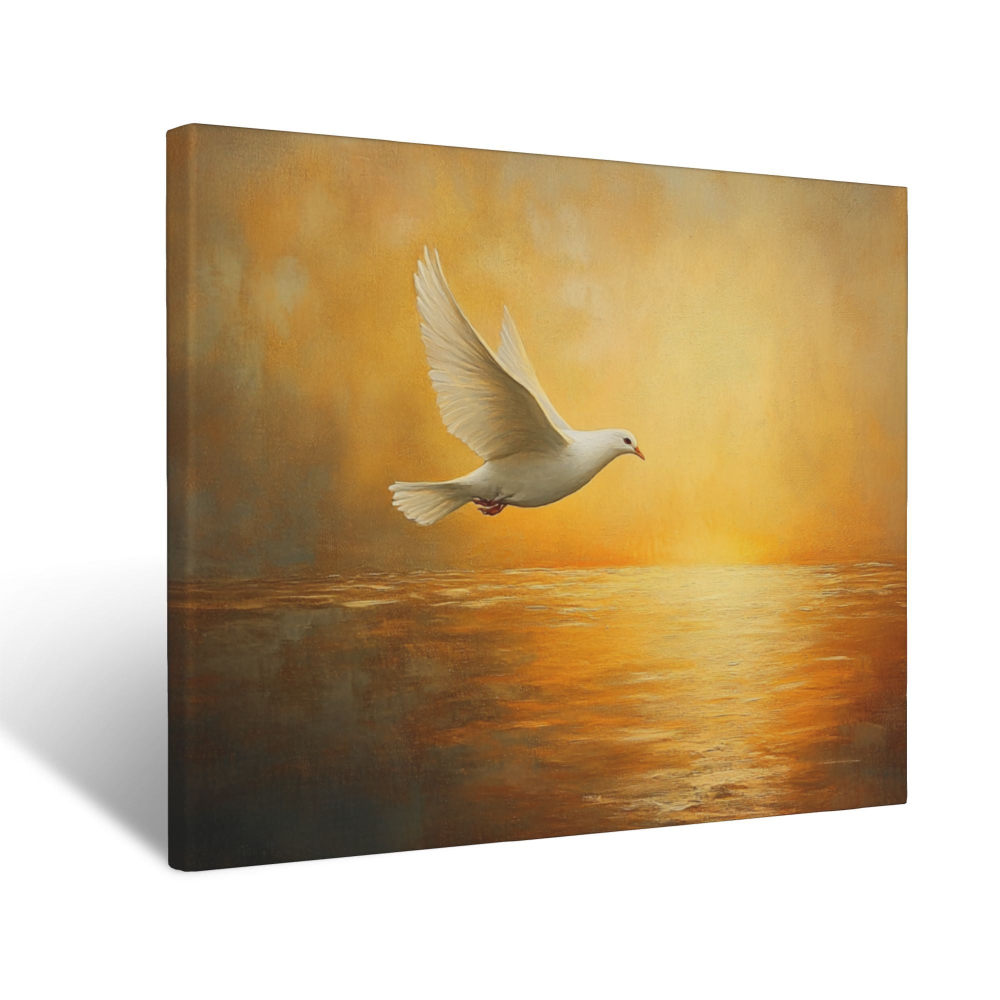 CozyNet Serene Glowing Dove Flying Over Calm Waters Under A Golden ...