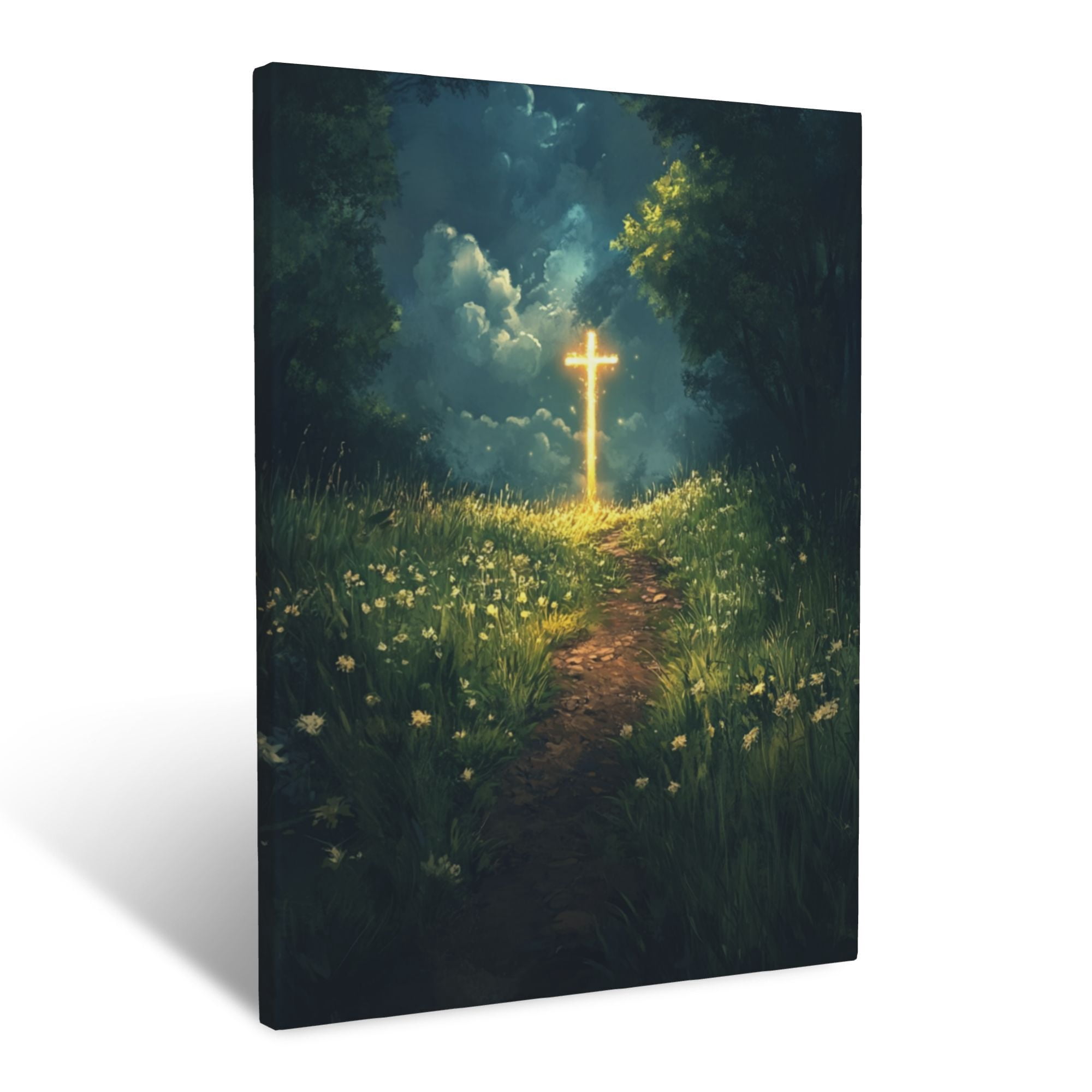 CozyNet A Serene Meadow With A Glowing Cross & A Path Leading To ...