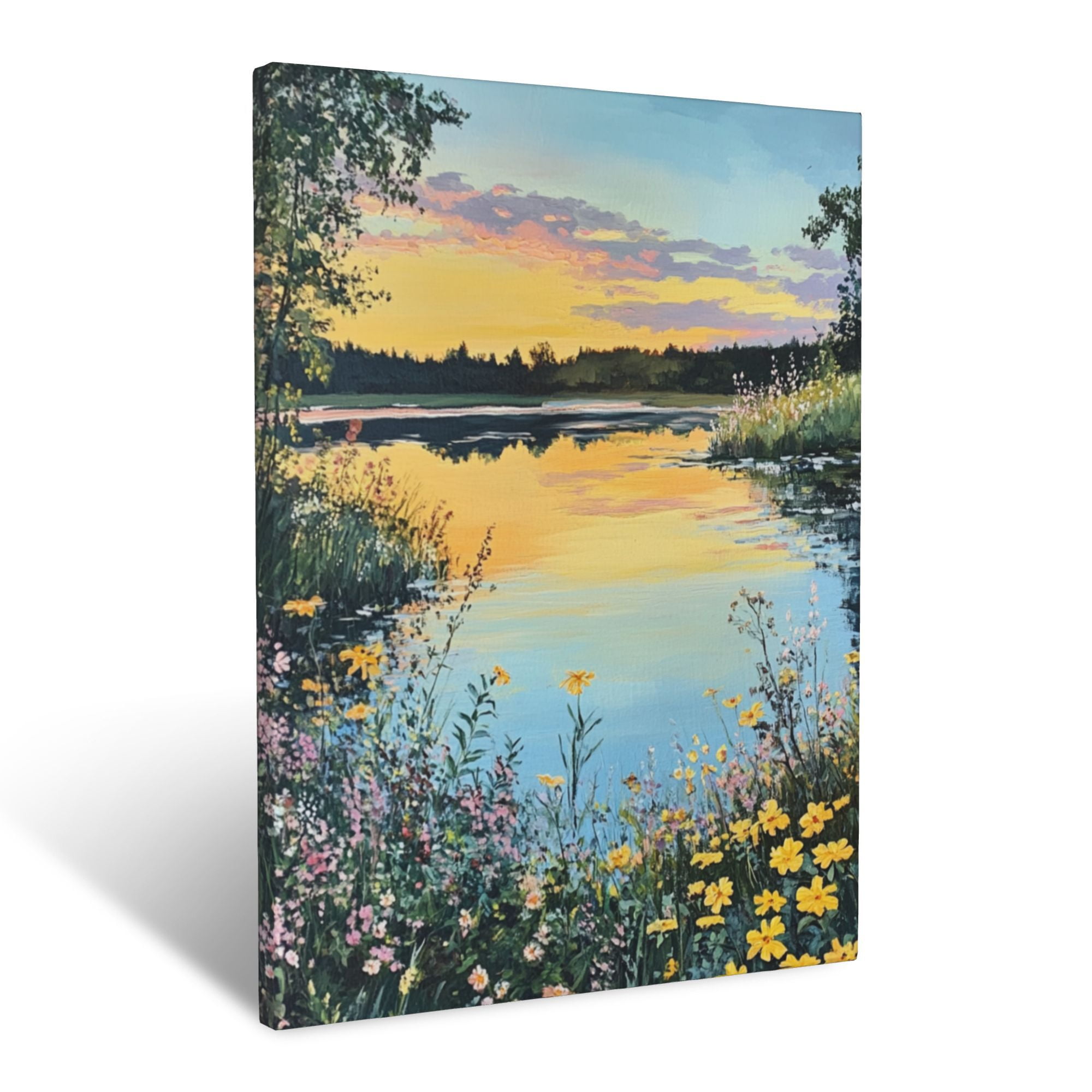 CozyNet Serene Riverbank With Wild Blooms Reflecting On Still, Calm ...