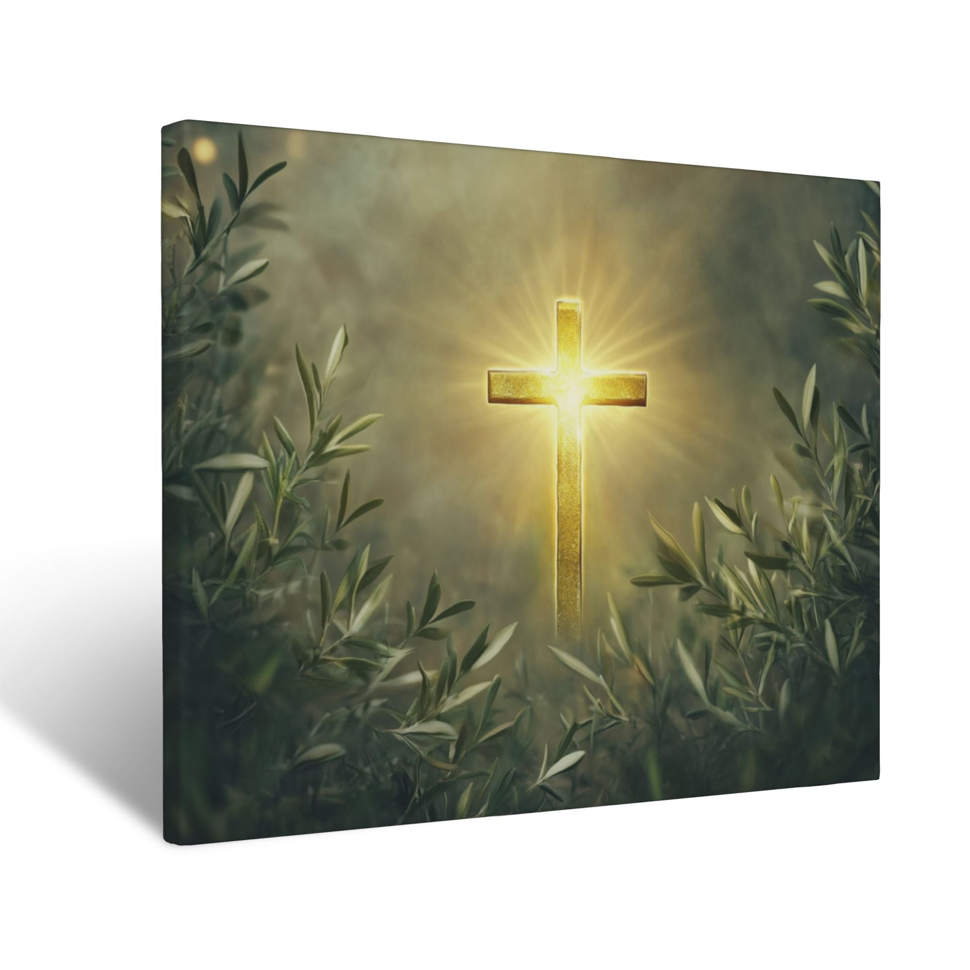 CozyNet Shining Cross Surrounded By Olive Branches, Symbolizing Peace ...