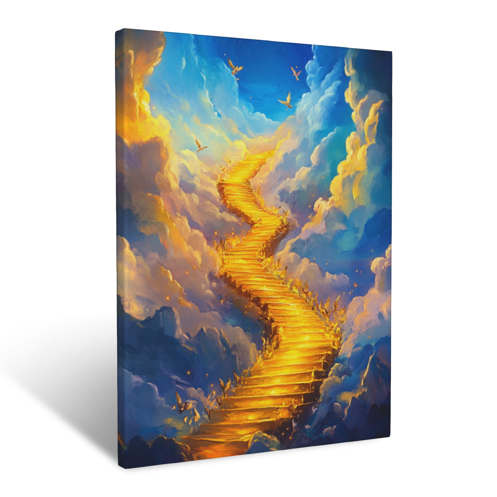 CozyNet Stairway To Heaven, Glowing Golden Steps Reaching The Clouds ...