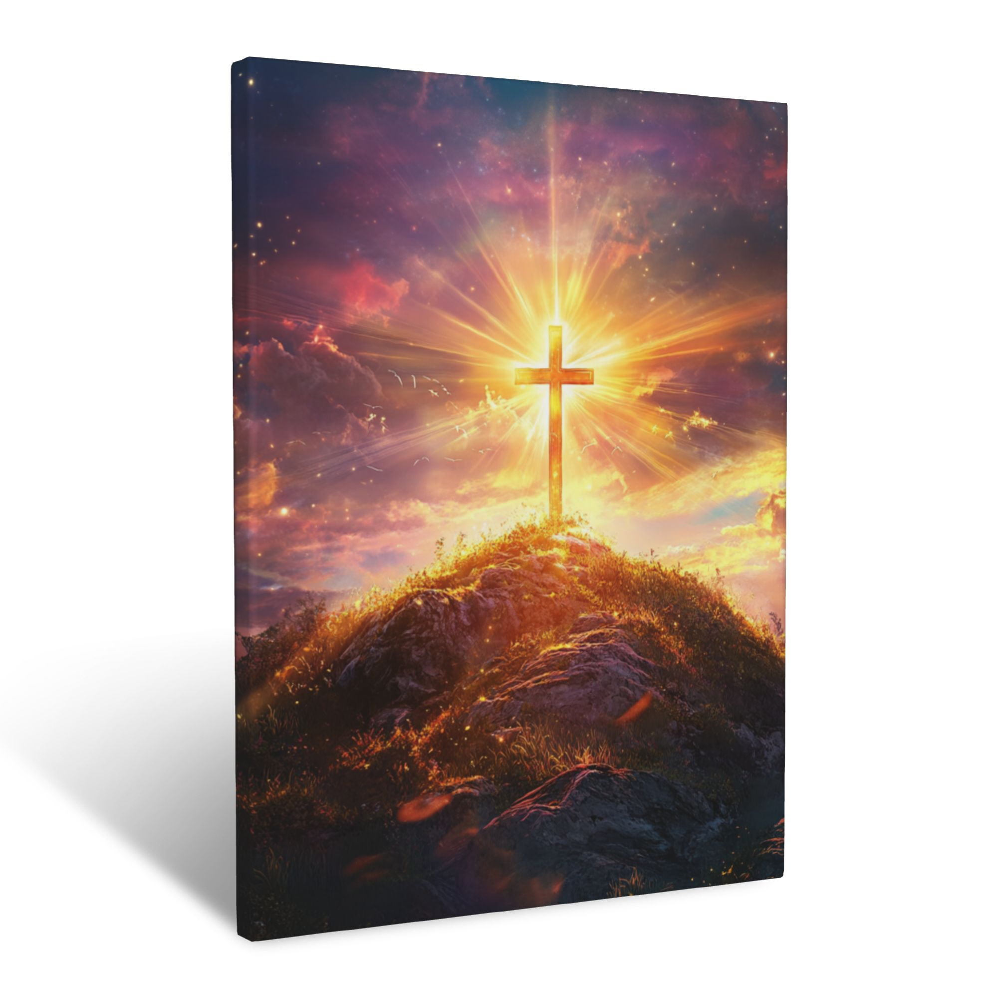 CozyNet The Cross Glowing On A Hillside Amidst Vibrant Golden Rays ...