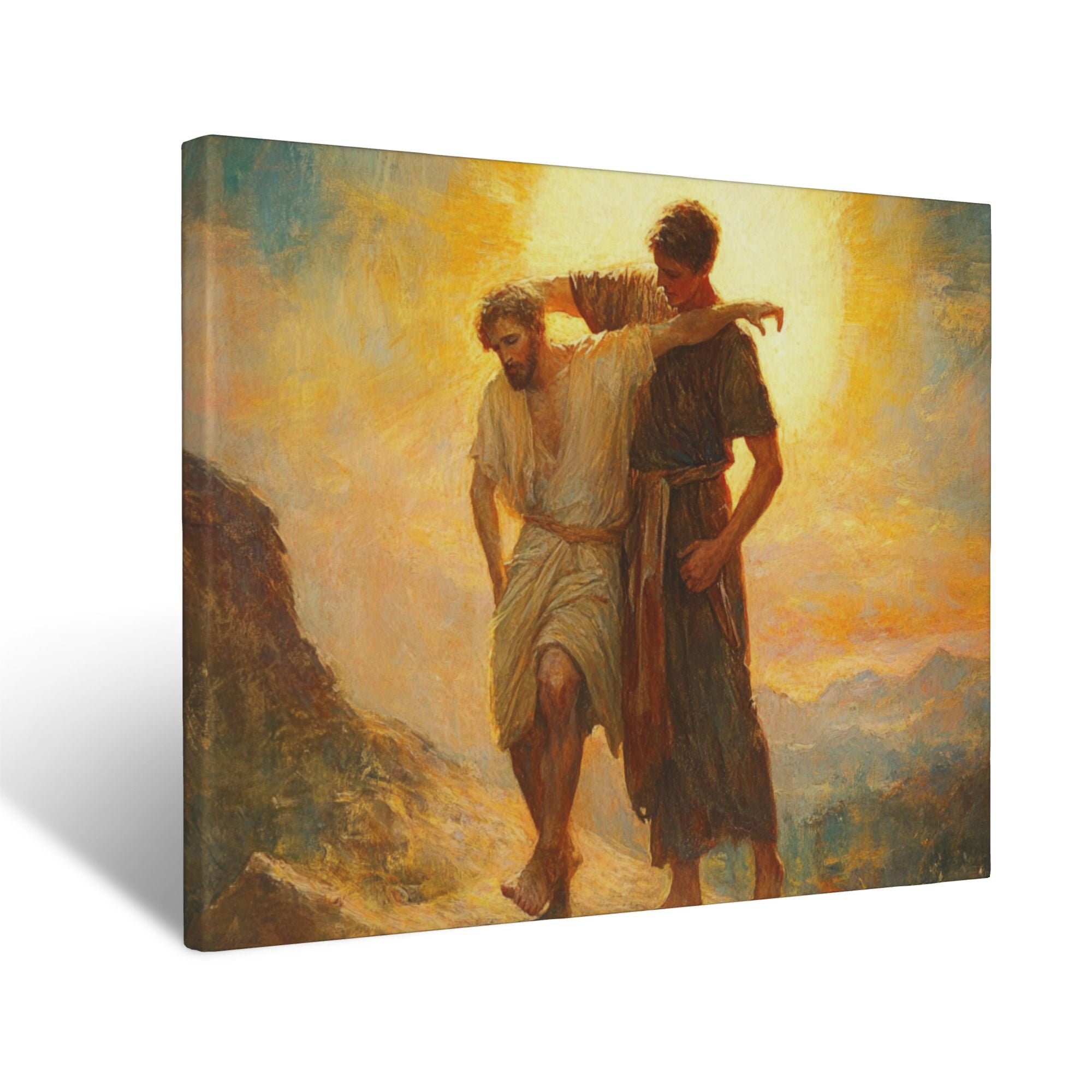 CozyNet The Good Samaritan Carrying An Injured Man, Glowing With ...