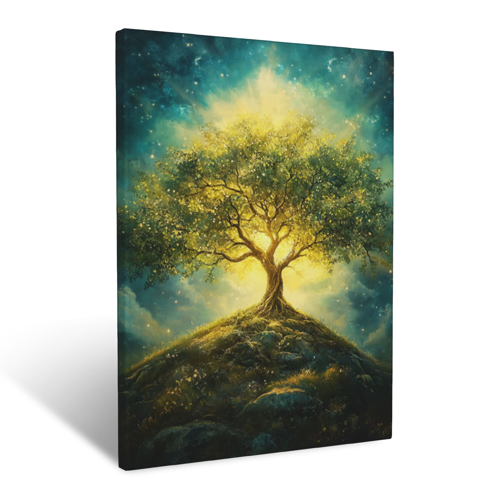 CozyNet Tree Of Life Glowing On Peaceful Hilltop Vibrant Branches Under ...