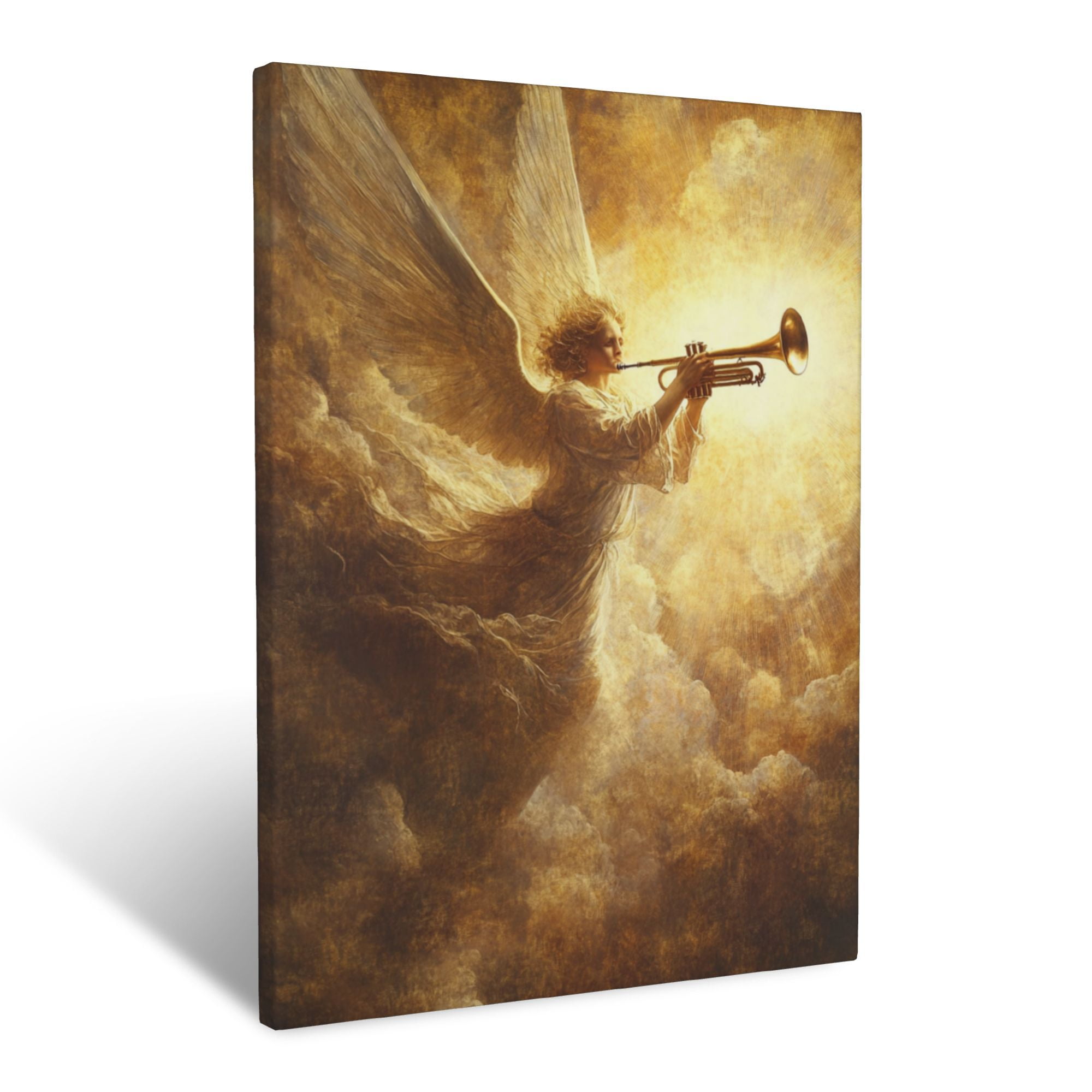 CozyNet A Triumphant Angel With A Trumpet, Descending From Radiant ...