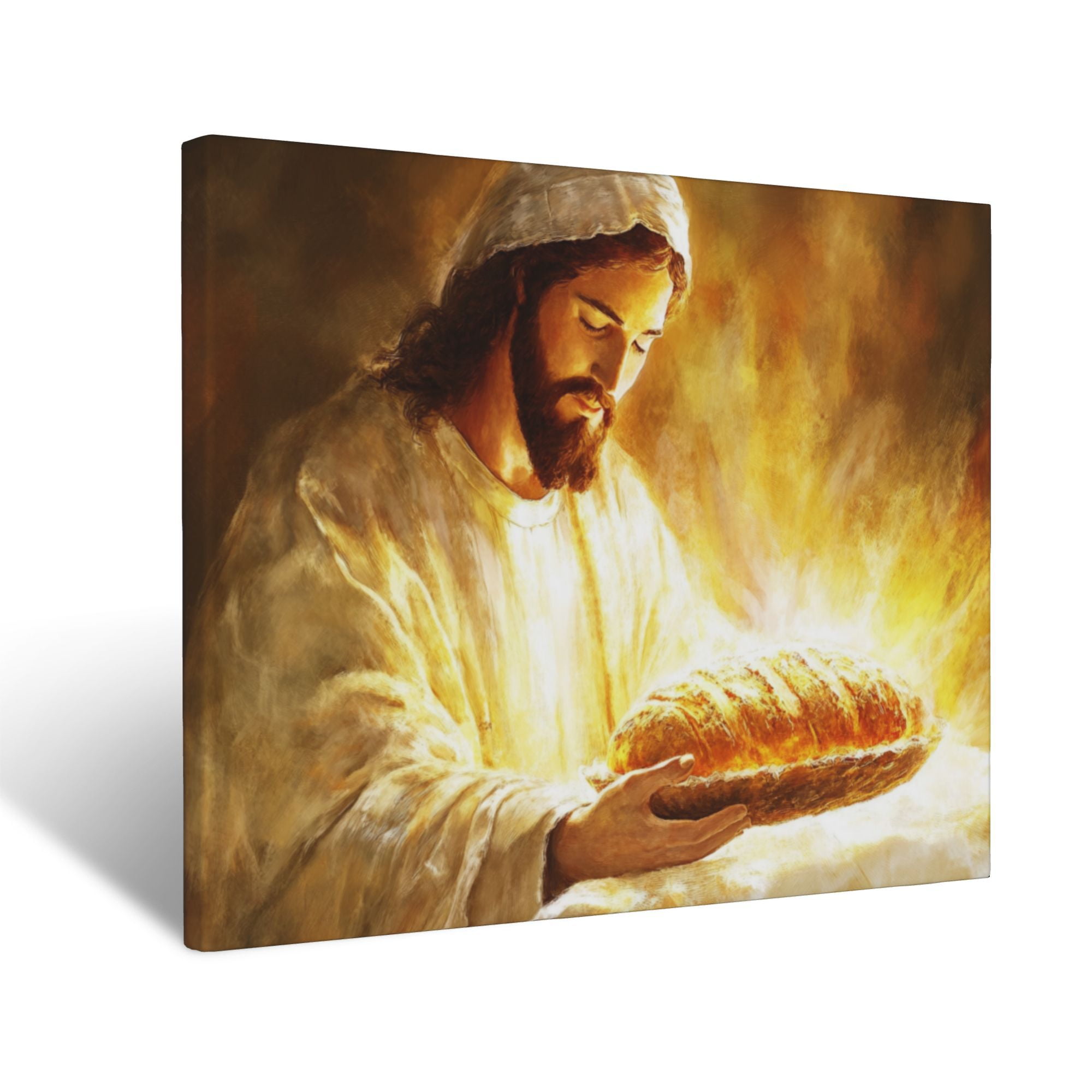 CozyNet Vibrant Depiction Of Jesus Blessing Bread Glowing With Soft ...