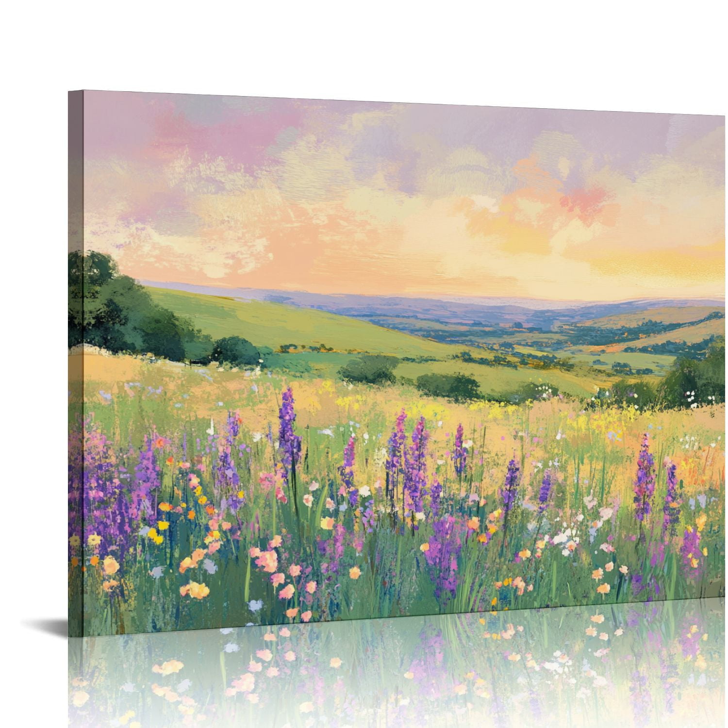 CozyNet Vibrant Wildflower Meadows Wooden Framed Canvas Painting for ...
