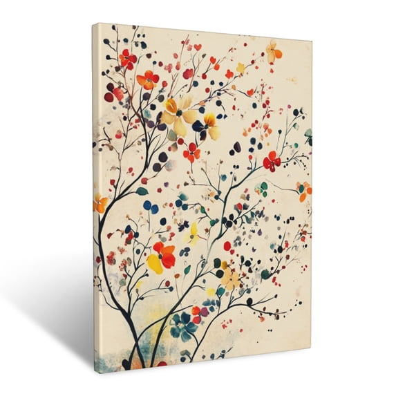 CozyNet Whimsical Floral Design With Scattered Blossoms, Curling Stems ...