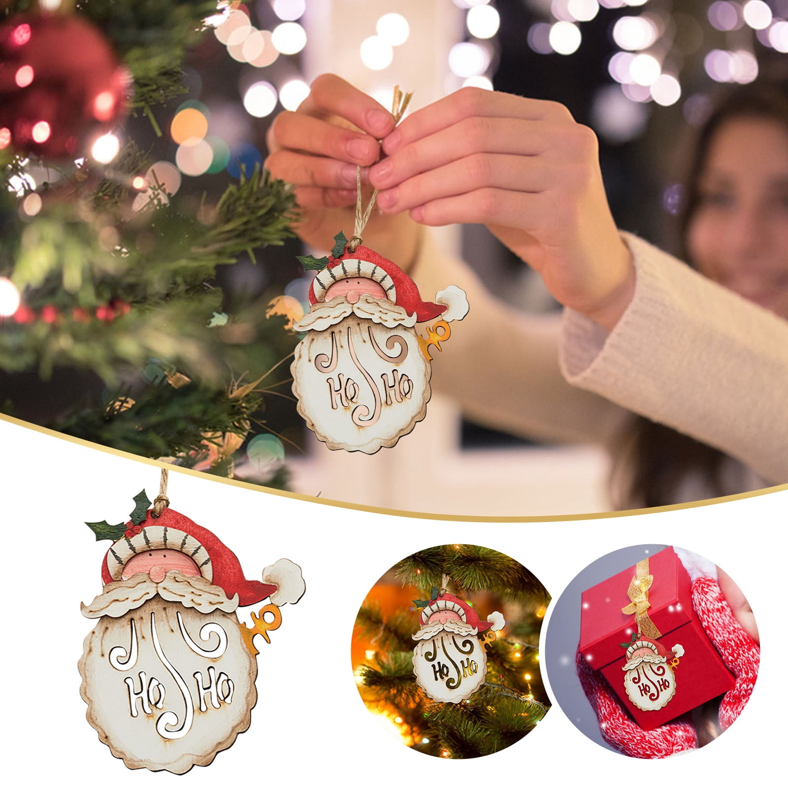 CozyQx Arts and Crafts Wooden Christmas Pendant Christmas Decorations ...