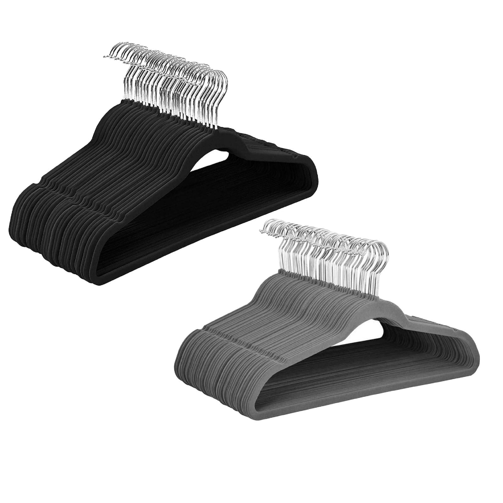 CozyQx Black and Gray Velvet Hangers 20 Pack, Premium Non-Slip Felt ...