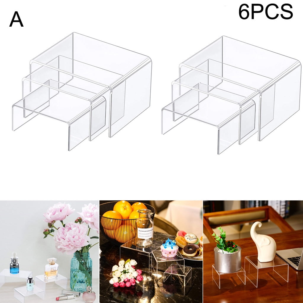 CozyQx Cabinet Organizer 6Pcs Clear Acrylic Display Risers Jewelry ...