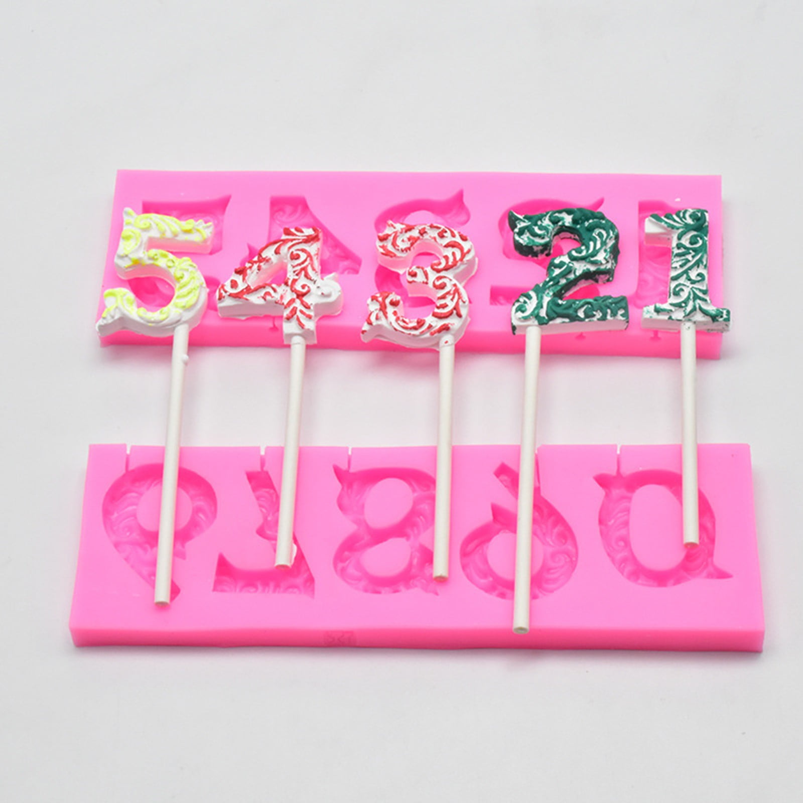 CozyQx Cake Baking Mold 0~9 Number Lollipop Silicone Mould Fondant Cake ...