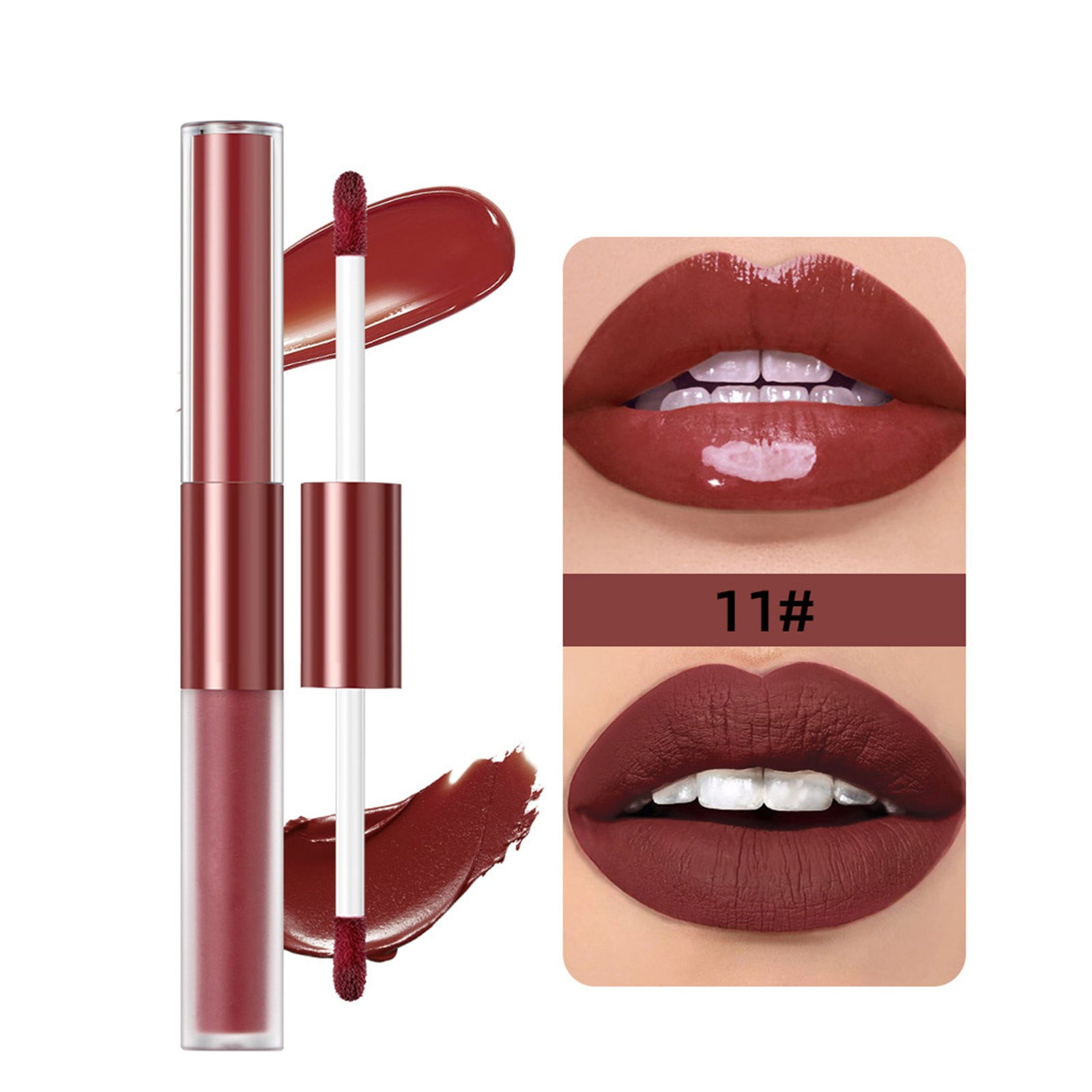 CozyQx Cheap! 2 In 1 Double And Lip Gloss Hydrating Lip Gloss With Oil ...