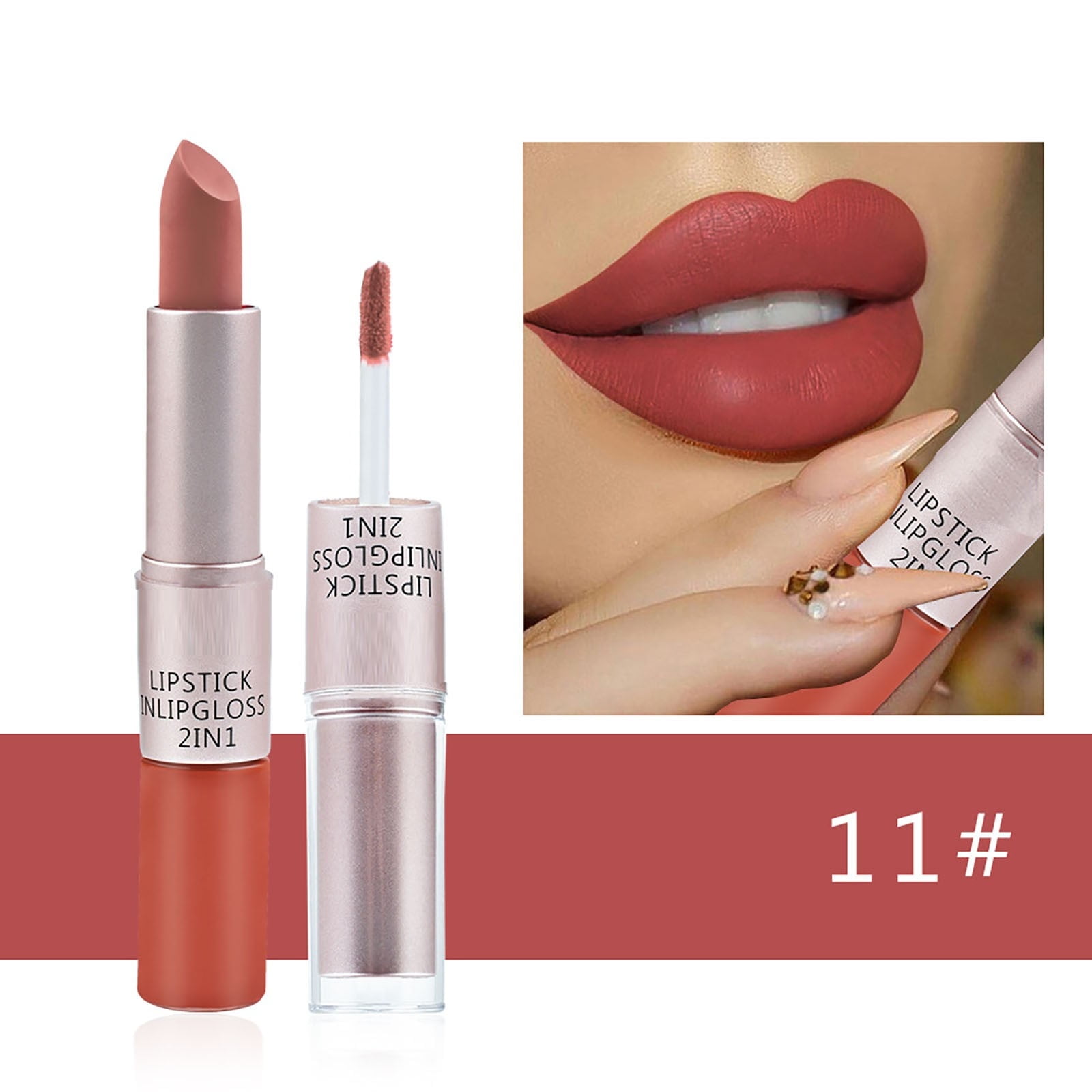 CozyQx Cheap! 2 In 1 Lipstick And Liquid Lipgloss Double Head Lipstick ...