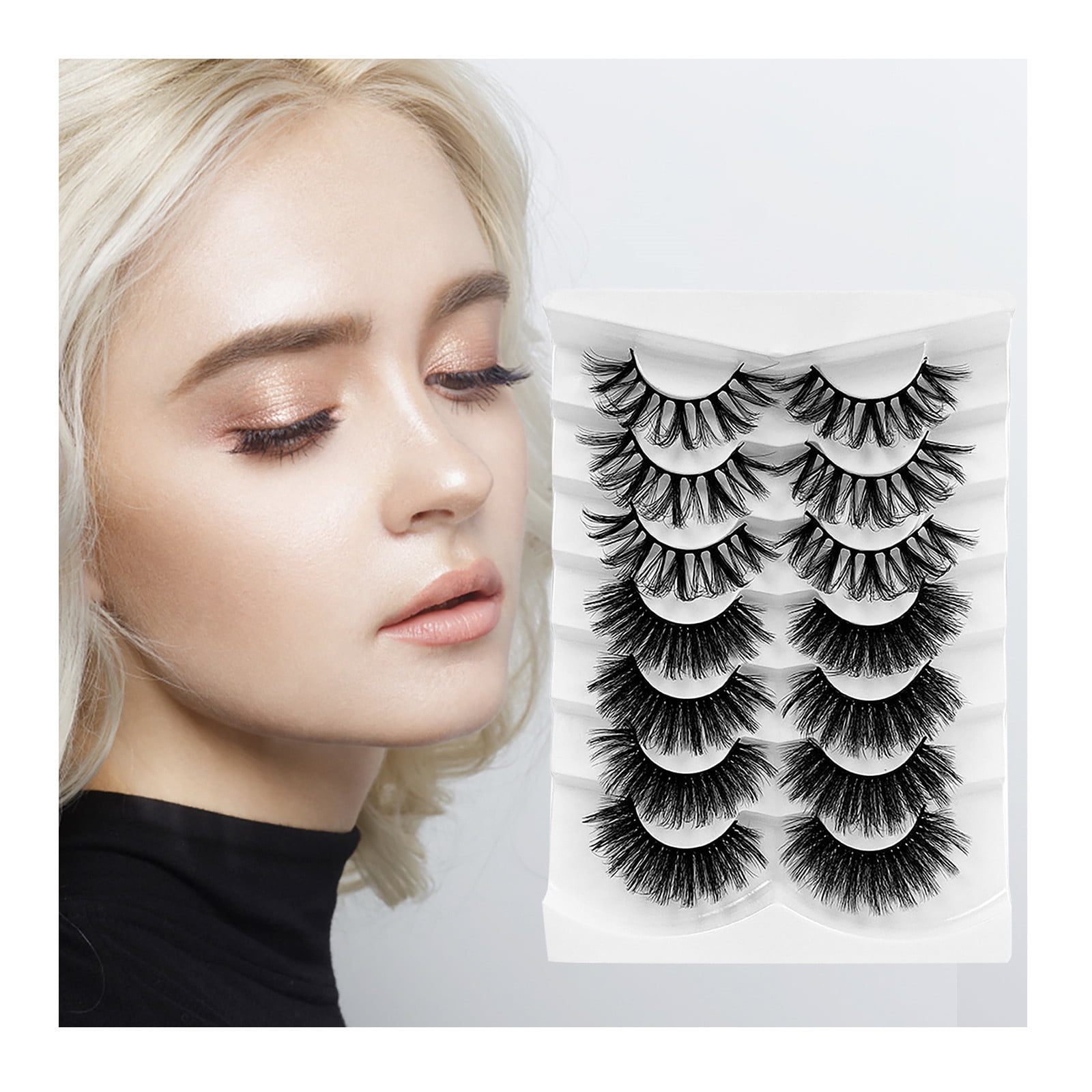 CozyQx Cheap! False Eyelashes Faux Mink Lashes Pack 7 Pairs 8D Dramatic ...