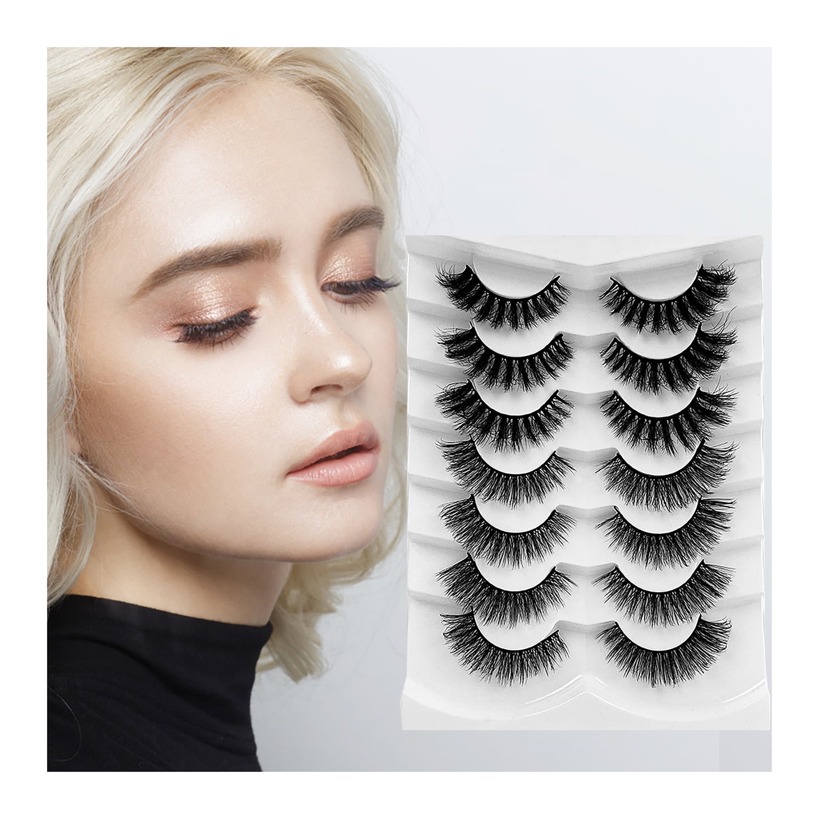 CozyQx Cheap! False Eyelashes Faux Mink Lashes Pack 7 Pairs 8D Dramatic ...