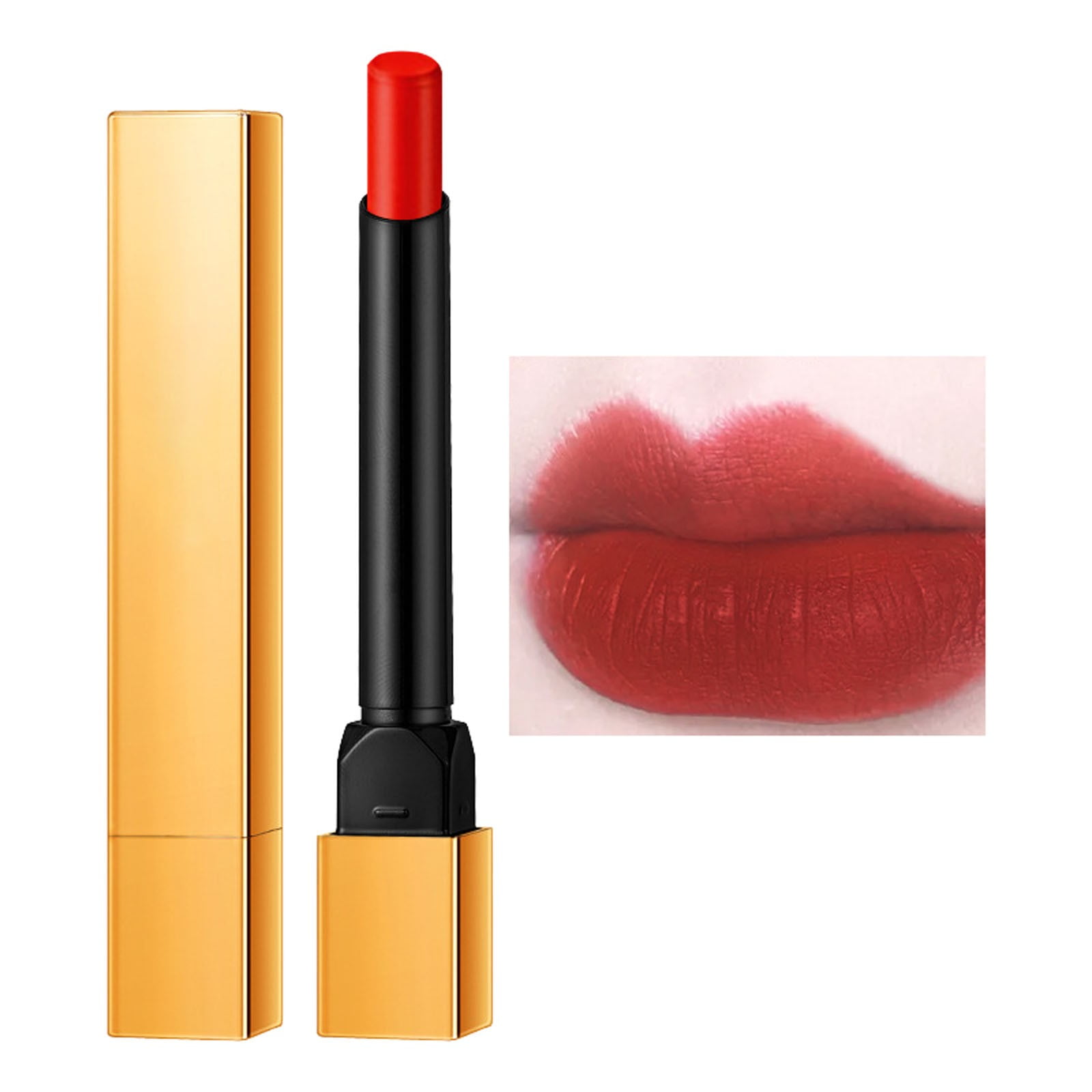 CozyQx Cheap! Small Gold Bar Soft Mist Thin Tube Lipstick Rich Color ...