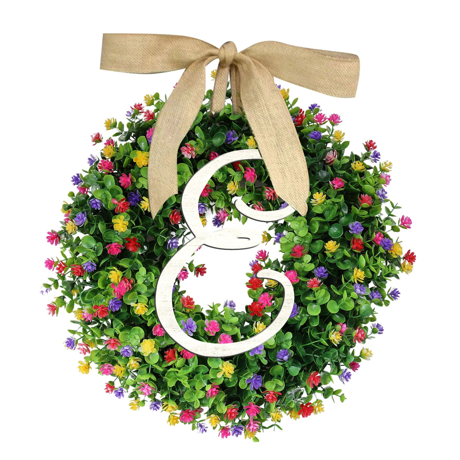 CozyQx Floral Wreath - Personalized Everlasting Front Door Welcome Sign ...