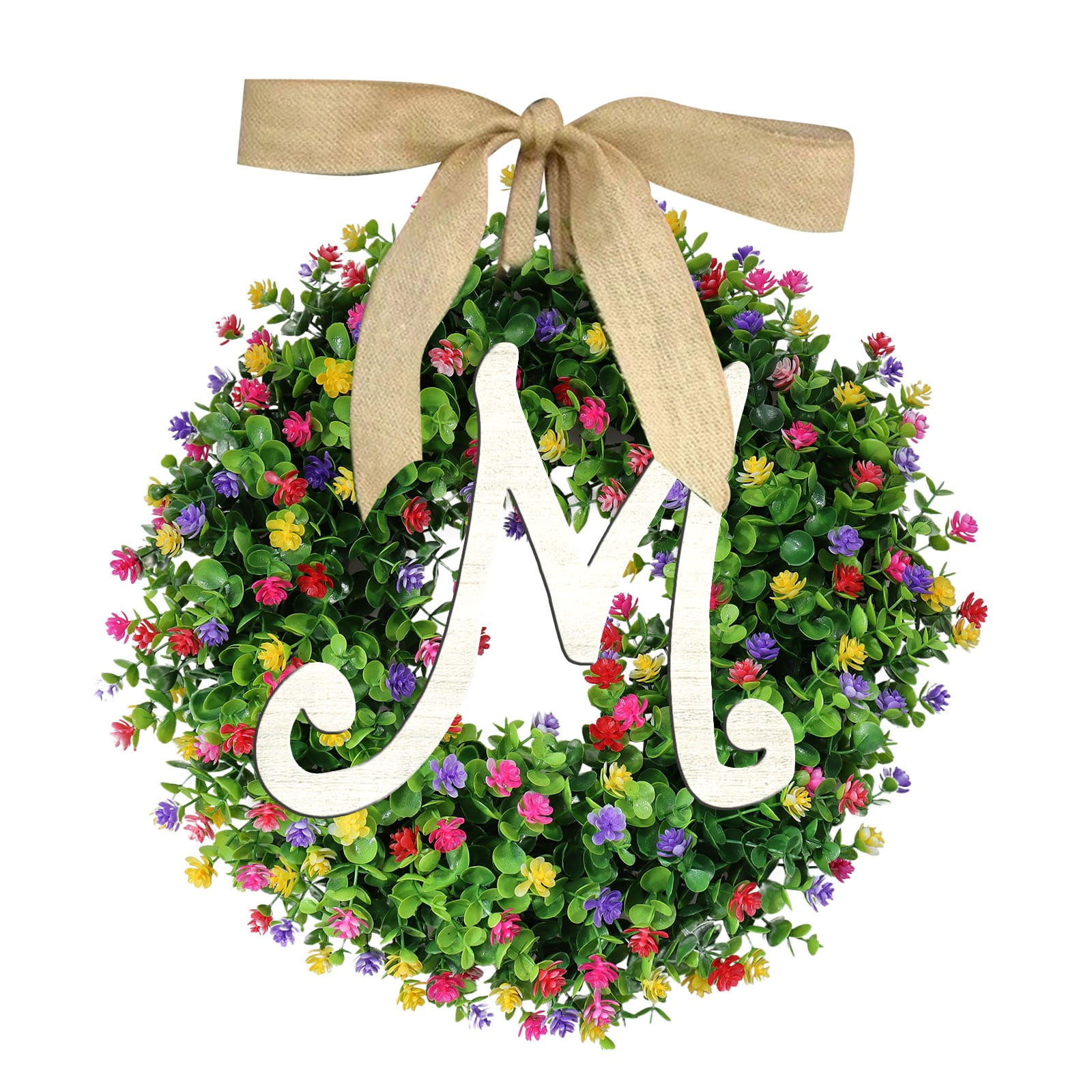 CozyQx Floral Wreath - Personalized Everlasting Front Door Welcome Sign ...