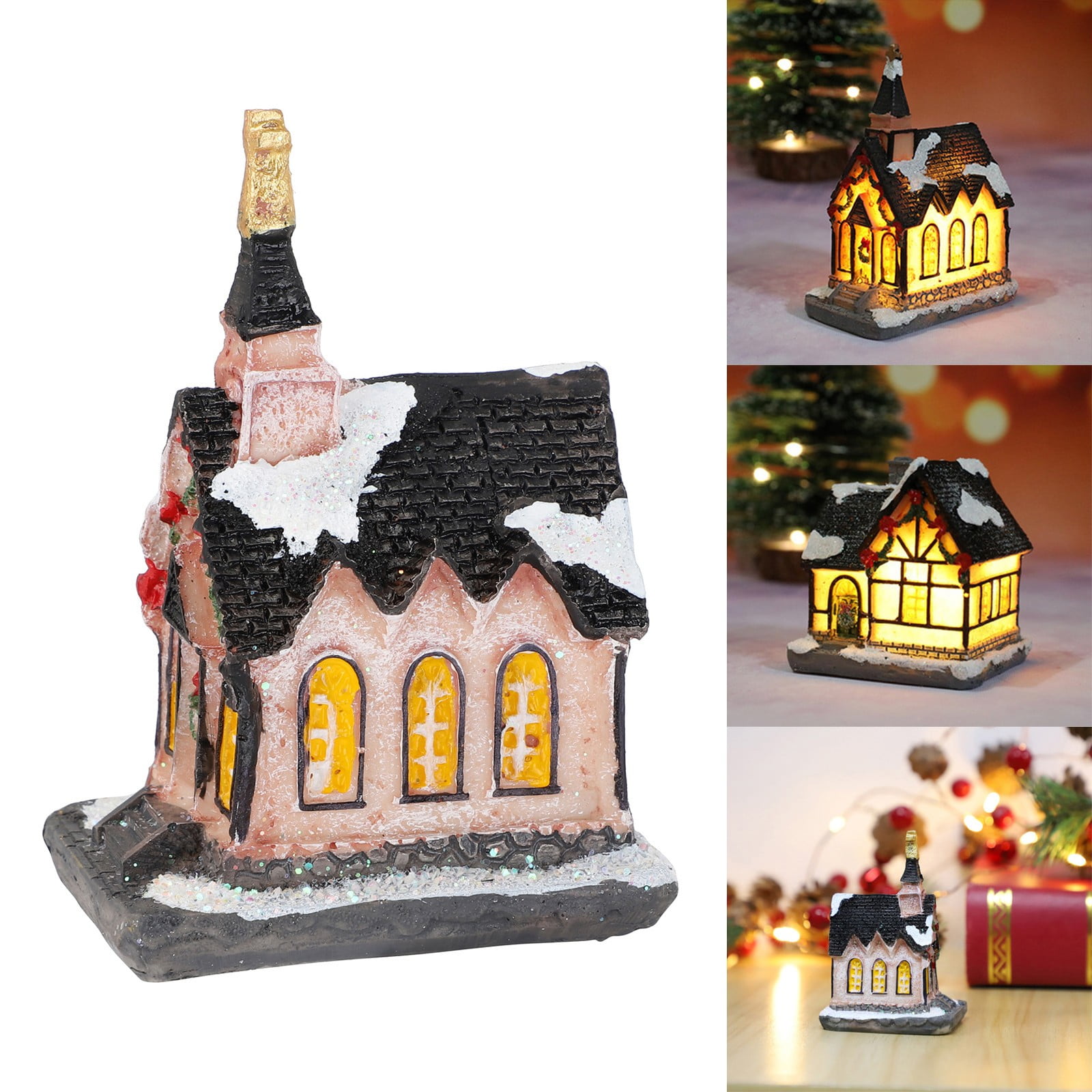 CozyQx Home Decor Living Room Christmas House Small Micro Resin ...