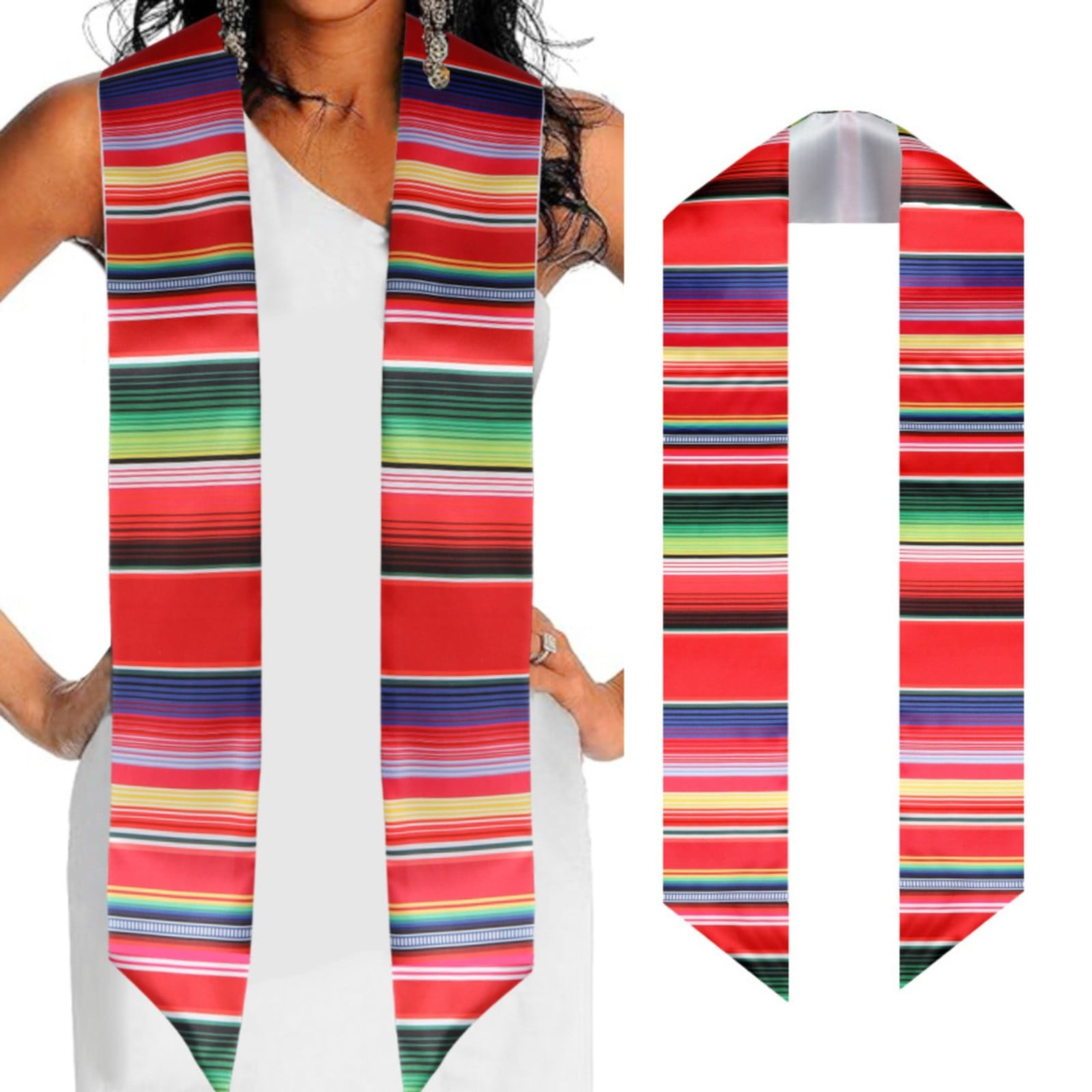 CozyQx Party Decorations Double Layered Colorful Striped Shawl With ...