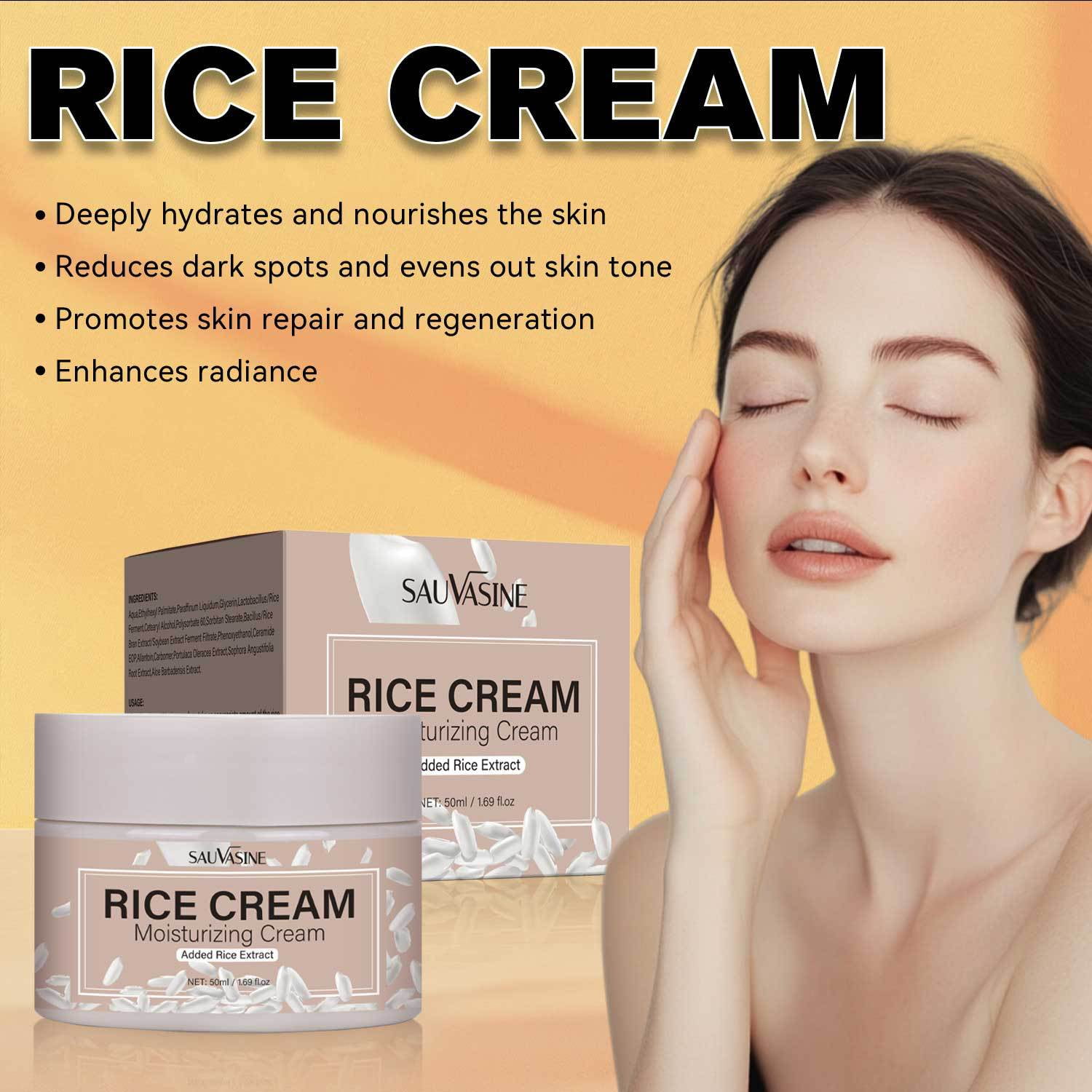 CozyQx Rice Face Cream, Face Moisturizing Essence, Fade Fine Lines Deep ...